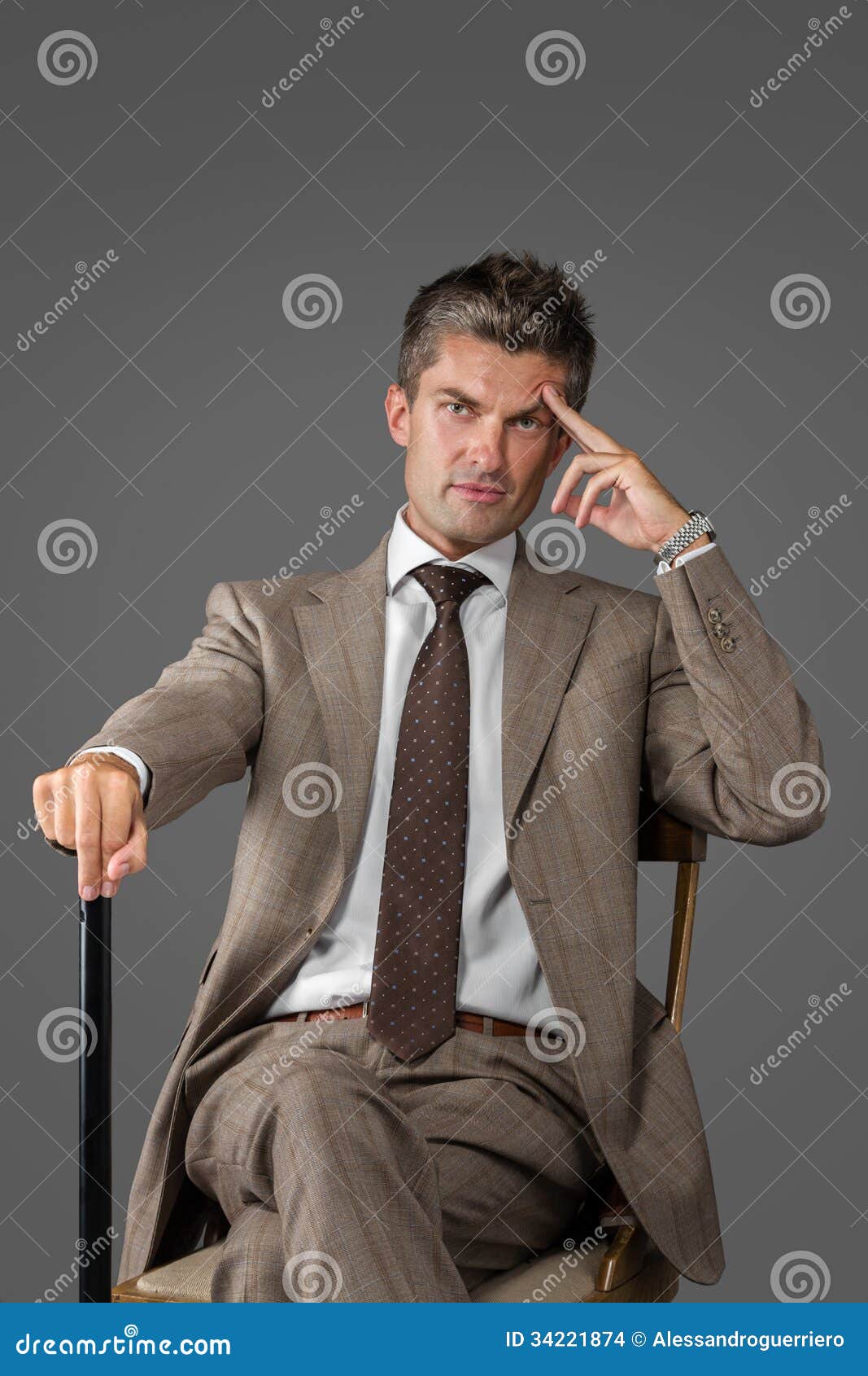 Elegant Man with Walking Stick Stock Photo - Image of fashion, luxury ...