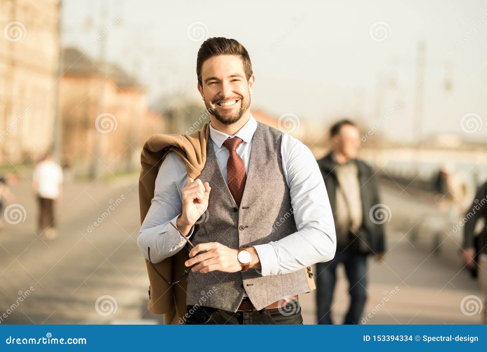 An Elegant Man Walking on the Streets Stock Photo - Image of outdoor ...