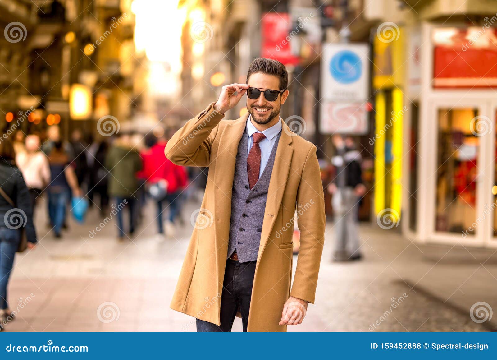 An Elegant Man Walking on the Streets Stock Photo - Image of adult ...