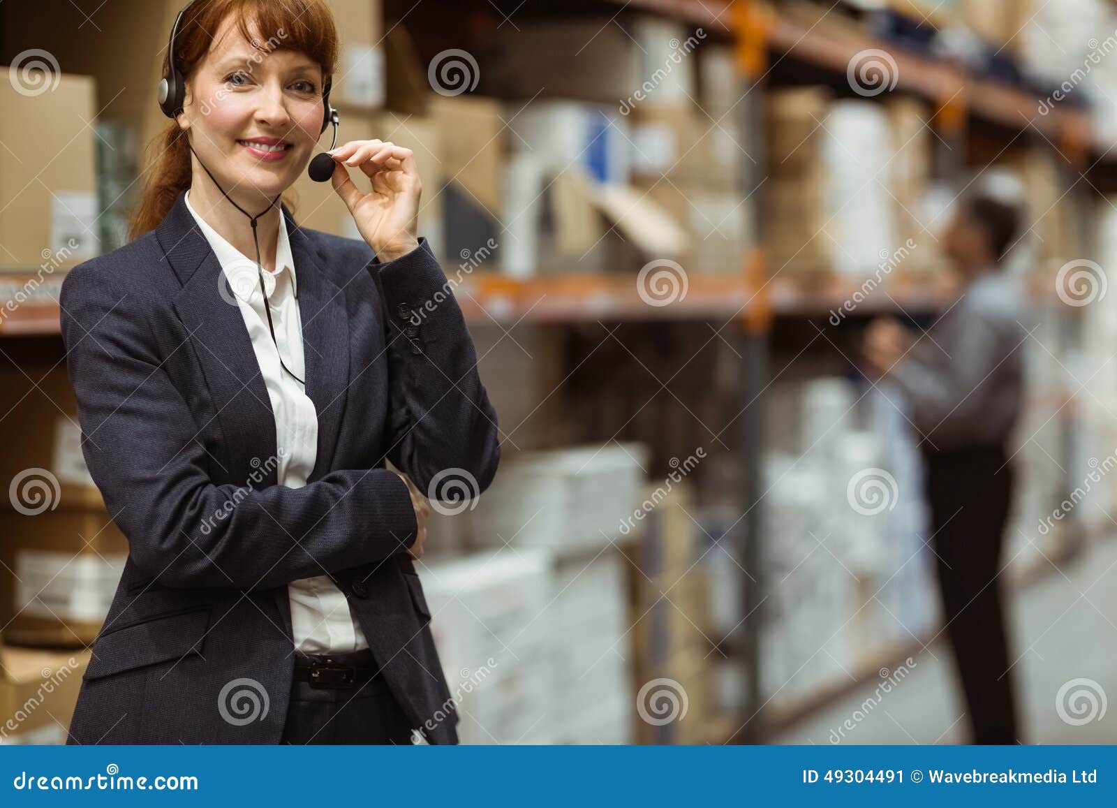 Elegant Manager Talking into a Headset Stock Image - Image of ...