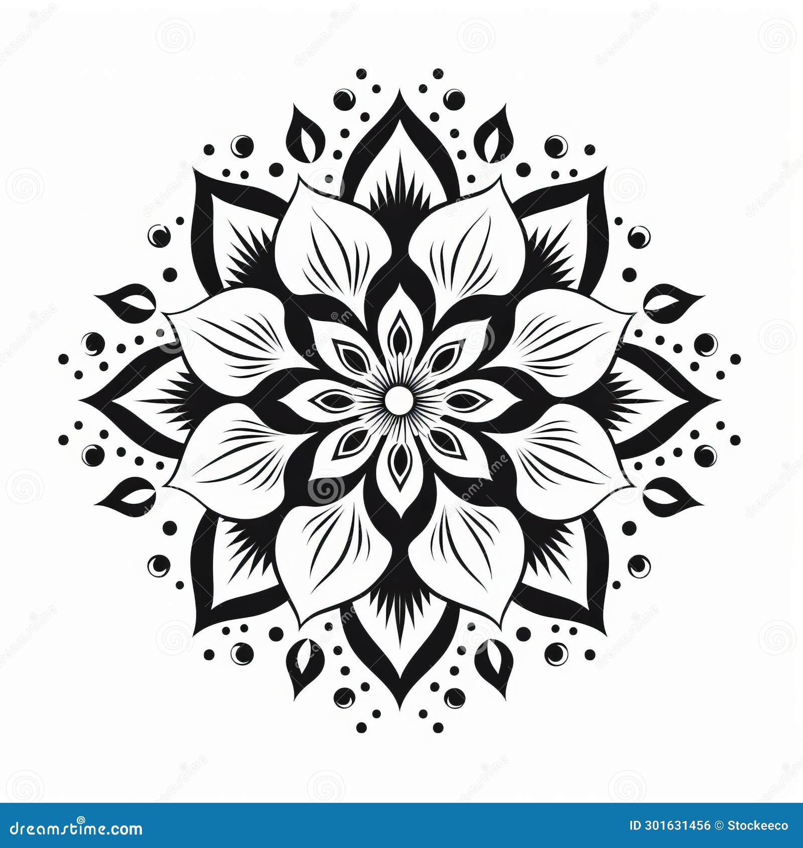 Elegant Mandala Flower Illustration with Negative Space and Leaf ...