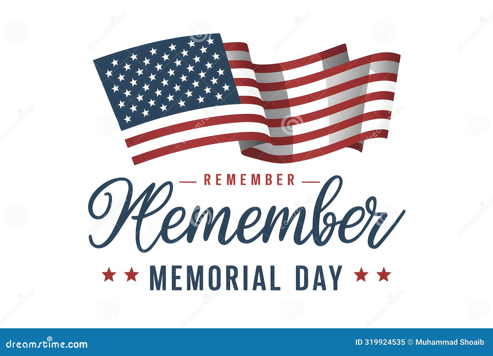 Elegant Memorial Day Design Capturing Patriotism with Flowing Flag and ...