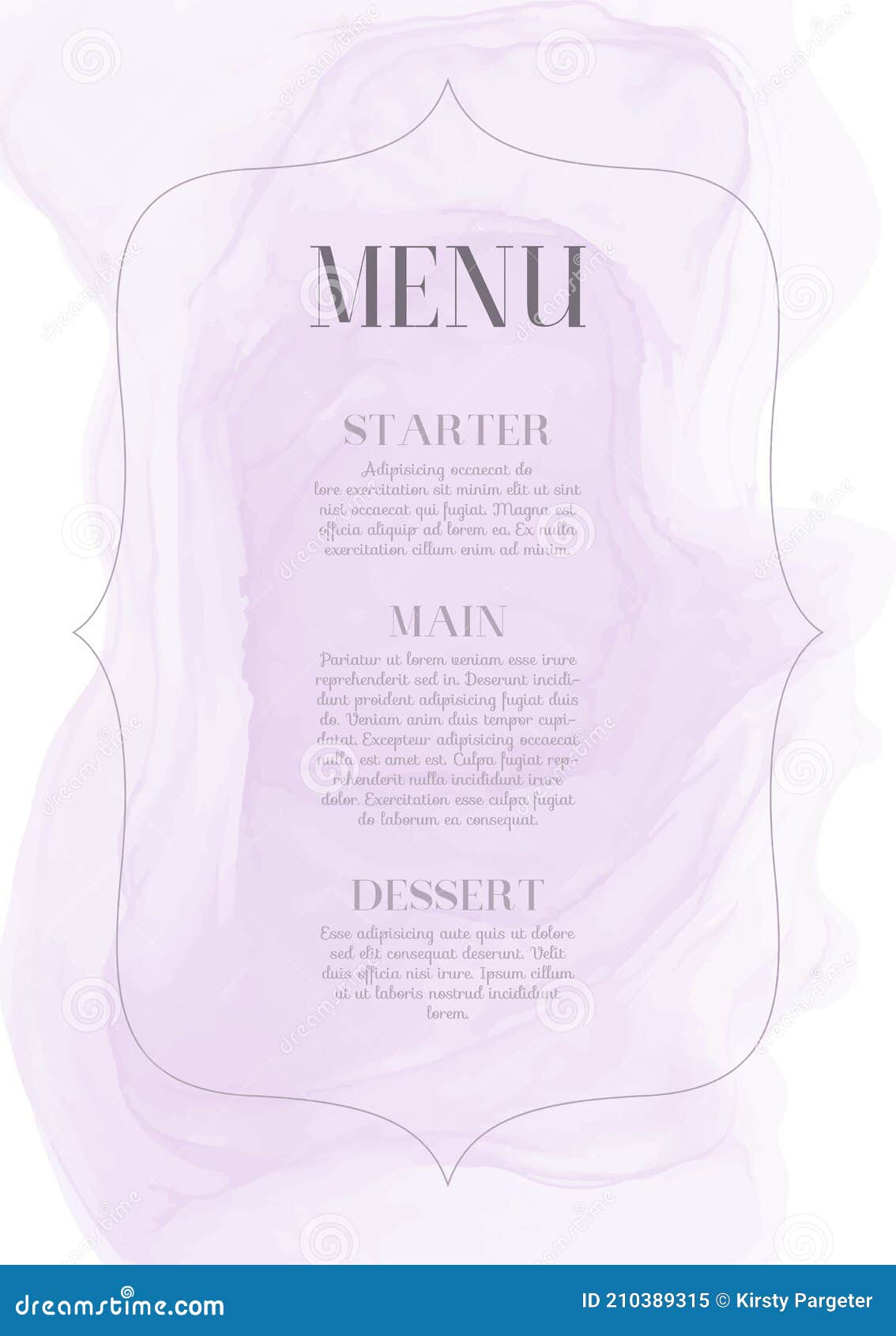 Elegant Menu Design With Watercolour Texture Vector Illustration ...