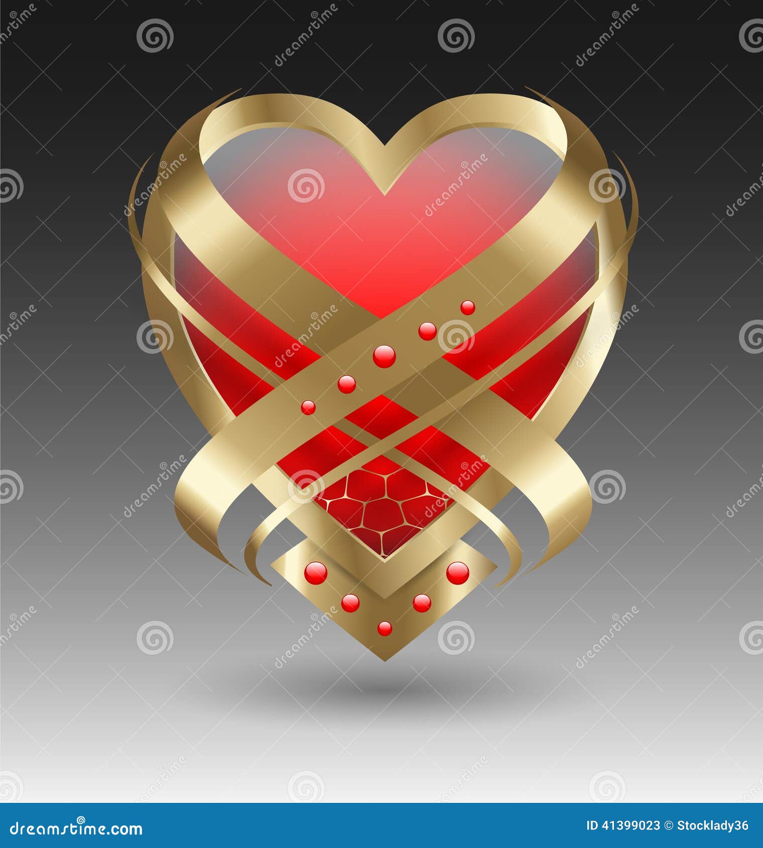 Elegant Metallic Heart Embleme With Embellishment Cartoon Vector ...