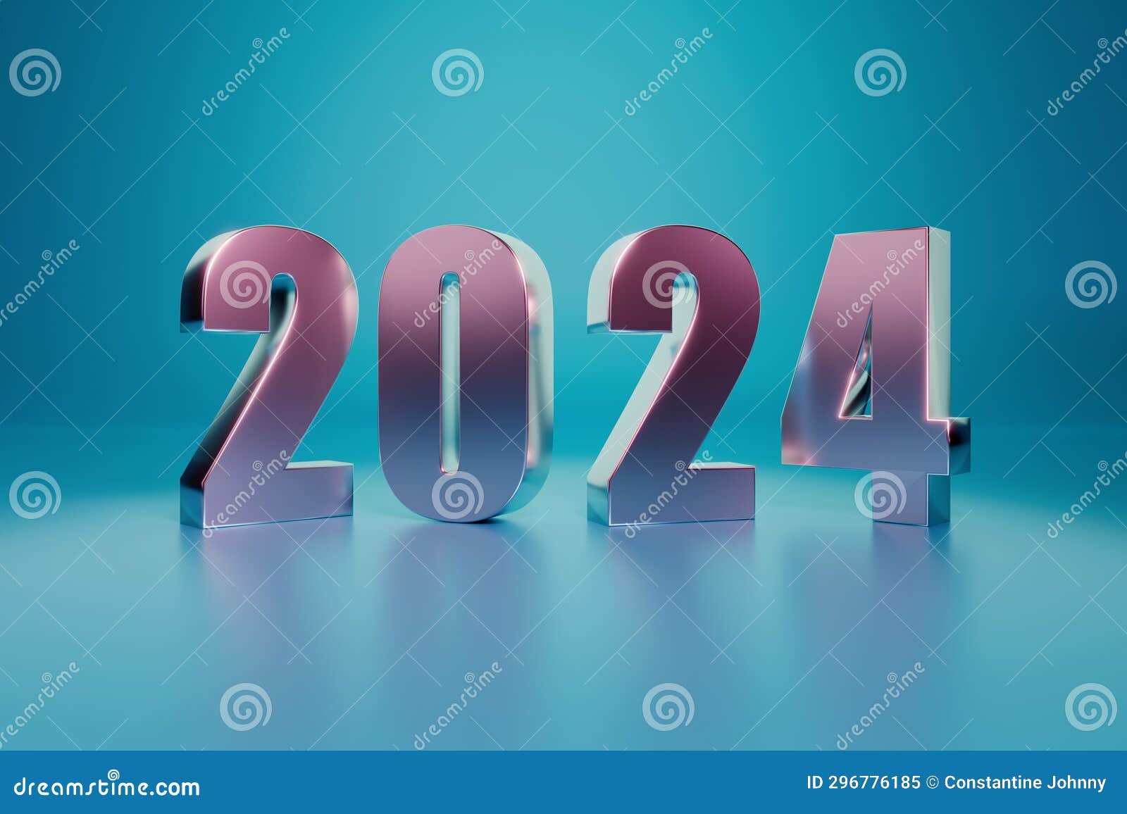 Elegant Metallic 2024 Render on Gradient Background Stock Illustration ...
