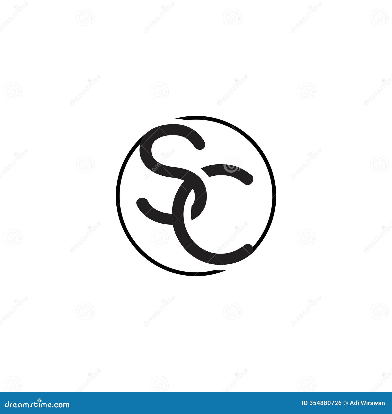 Elegant Minimal Black SC Interlocking Letters Logo on White Background ...