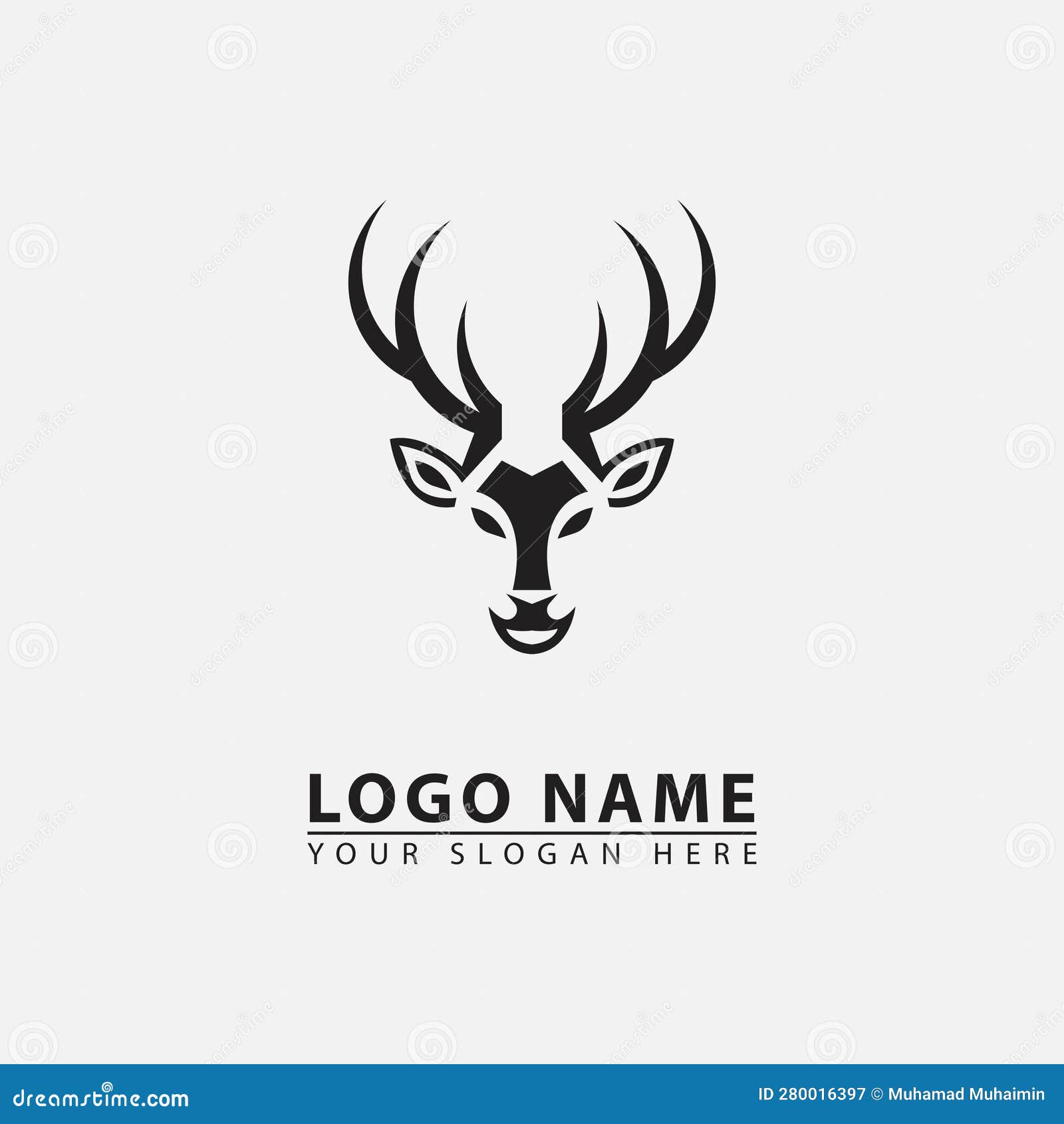 Elegant Minimalist Deer Logo Icon Stock Vector - Illustration of horn ...