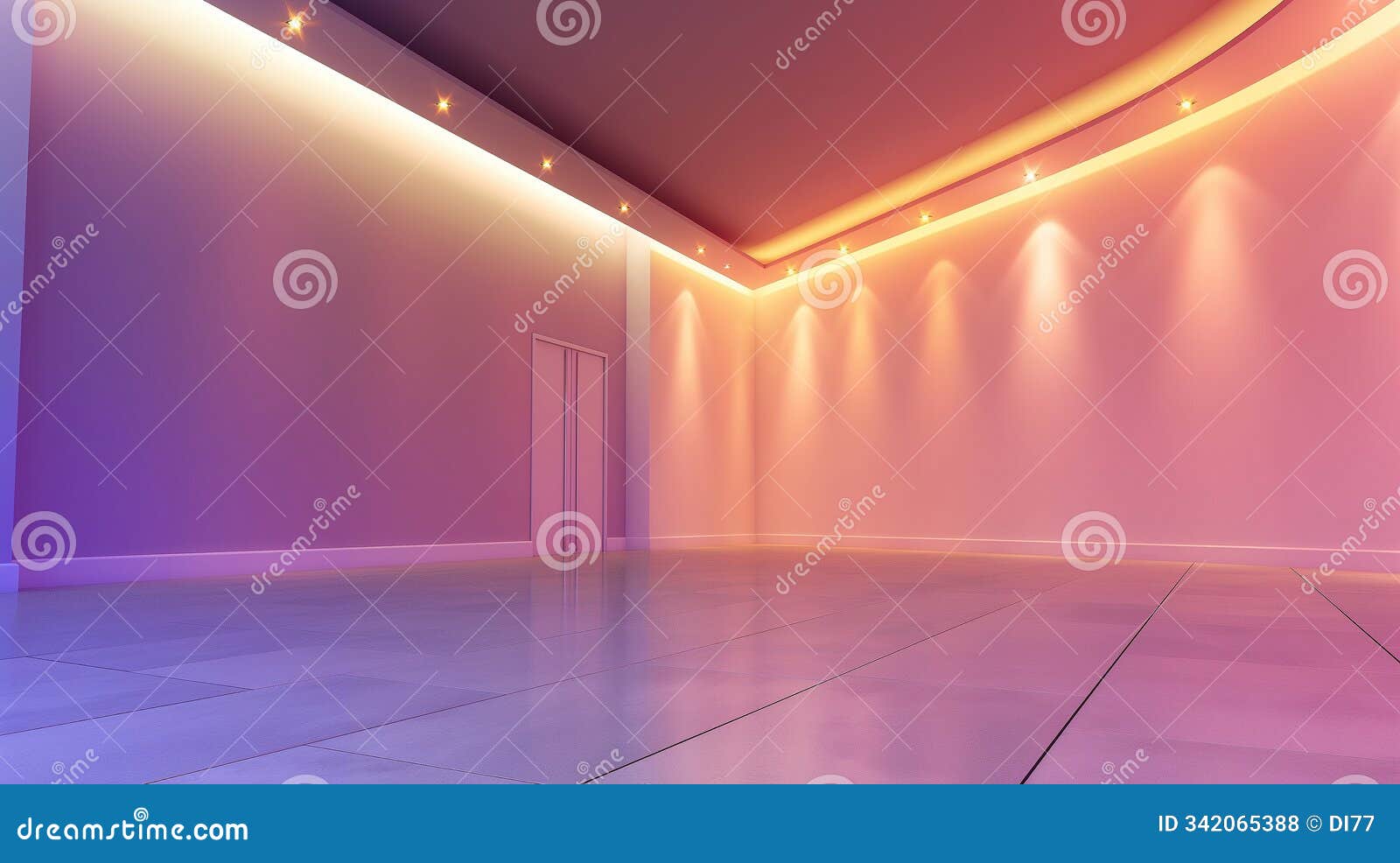 Elegant Minimalist Empty Room with Soft Ambient Lighting and Sleek ...