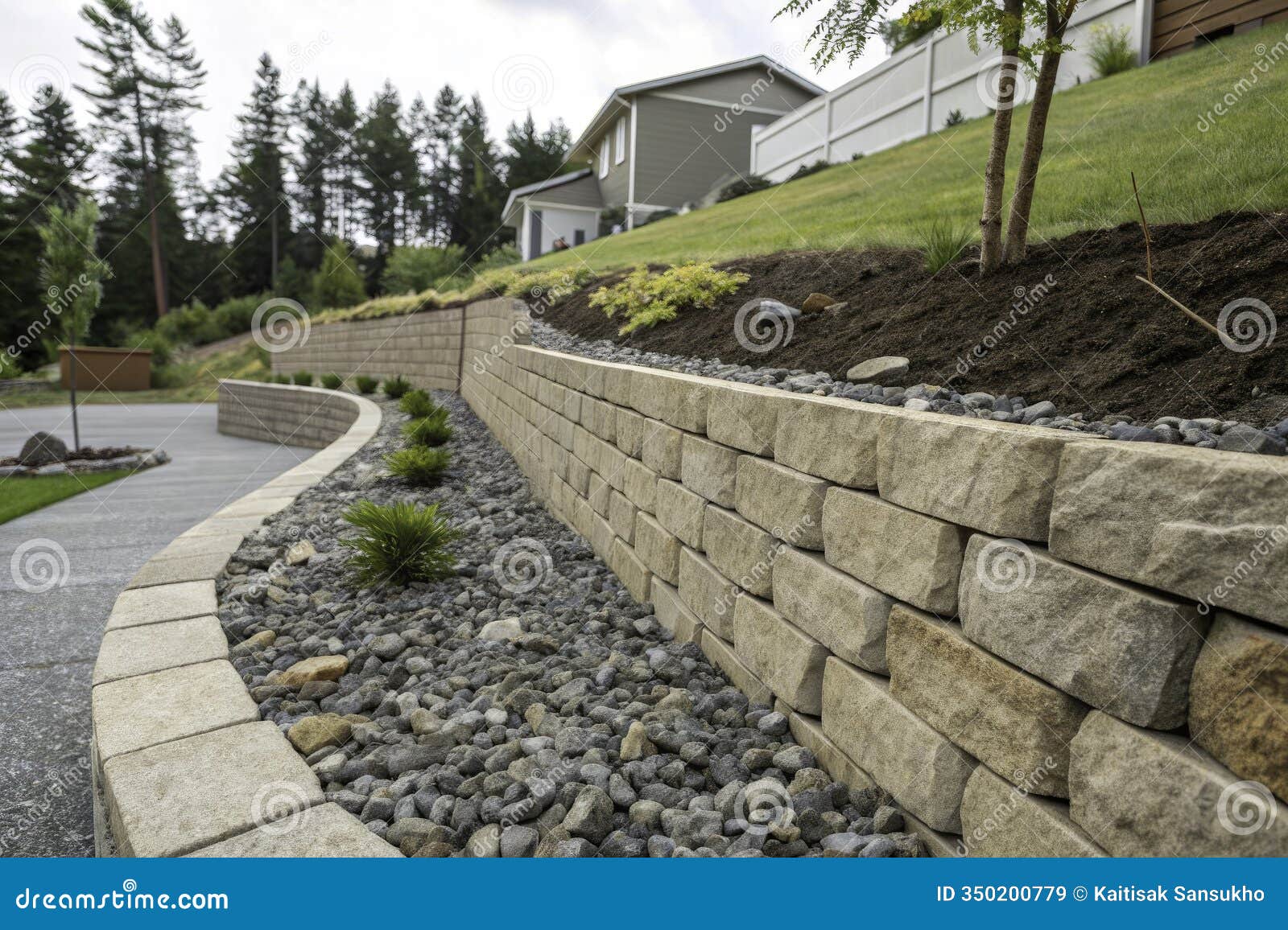 Elegant Minimalist Retaining Wall for Slope Stabilization and Backyard ...
