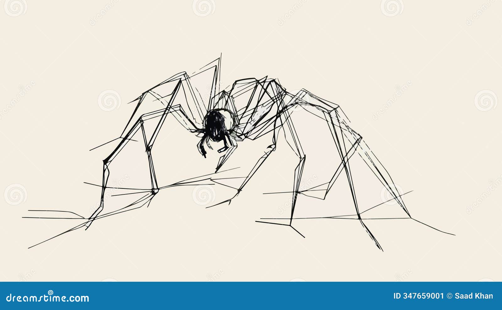 Elegant Minimalist Spider Continuous Line Art in Black Stock ...
