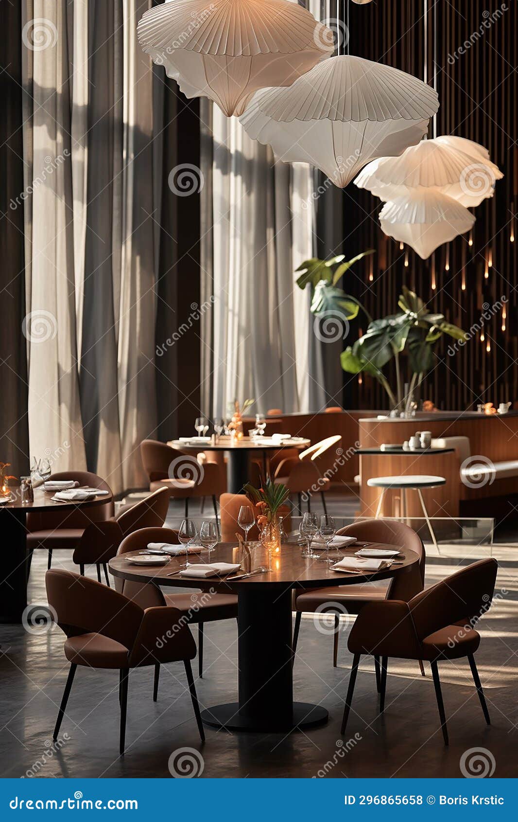 Elegant Minimalist Table Setting in Upscale Restaurant Stock Photo ...