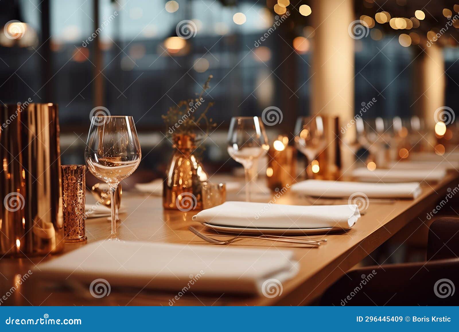 Elegant Minimalist Table Setting in Upscale Restaurant Stock Image ...