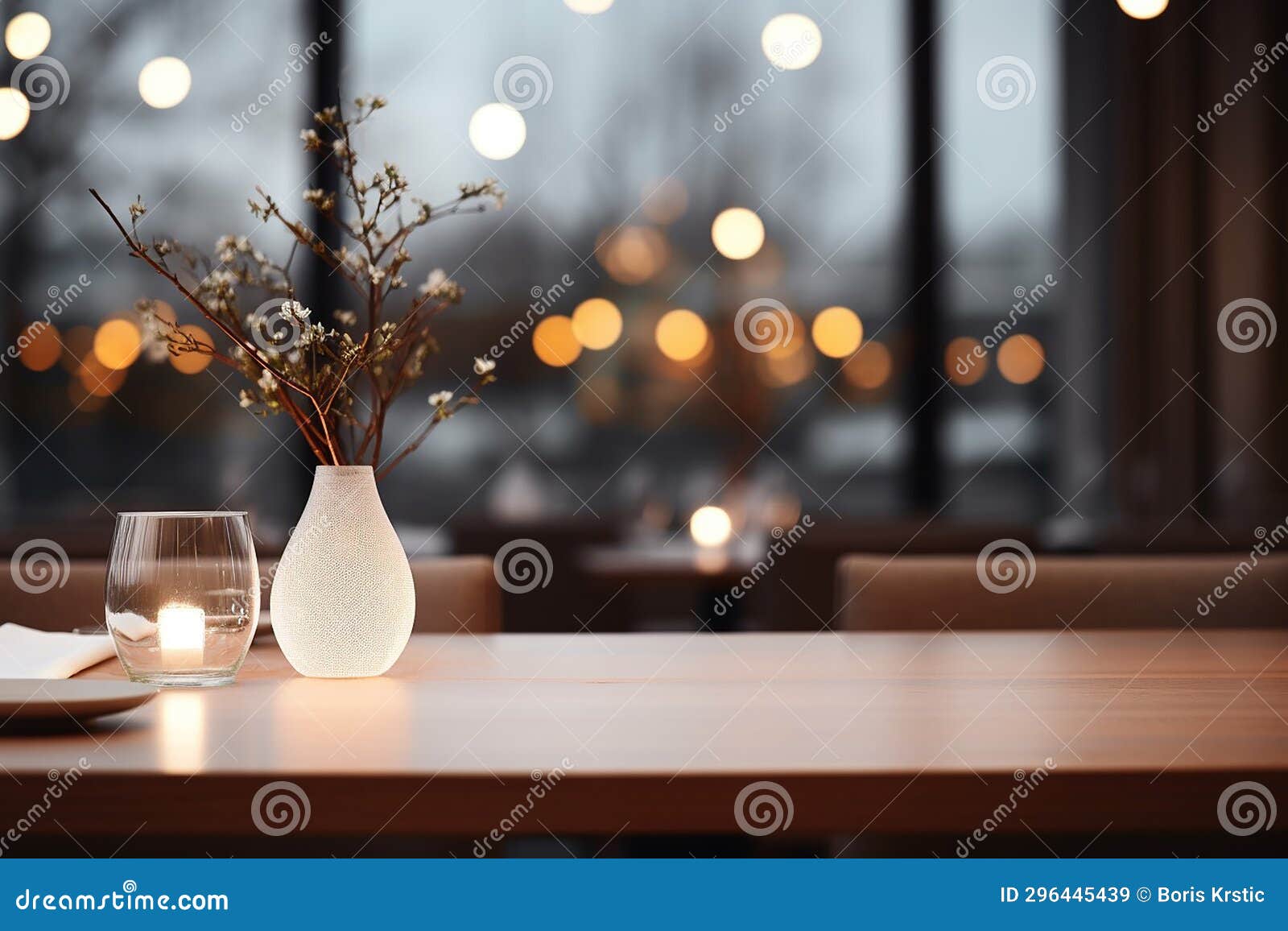 Elegant Minimalist Table Setting in Upscale Restaurant Stock Image ...
