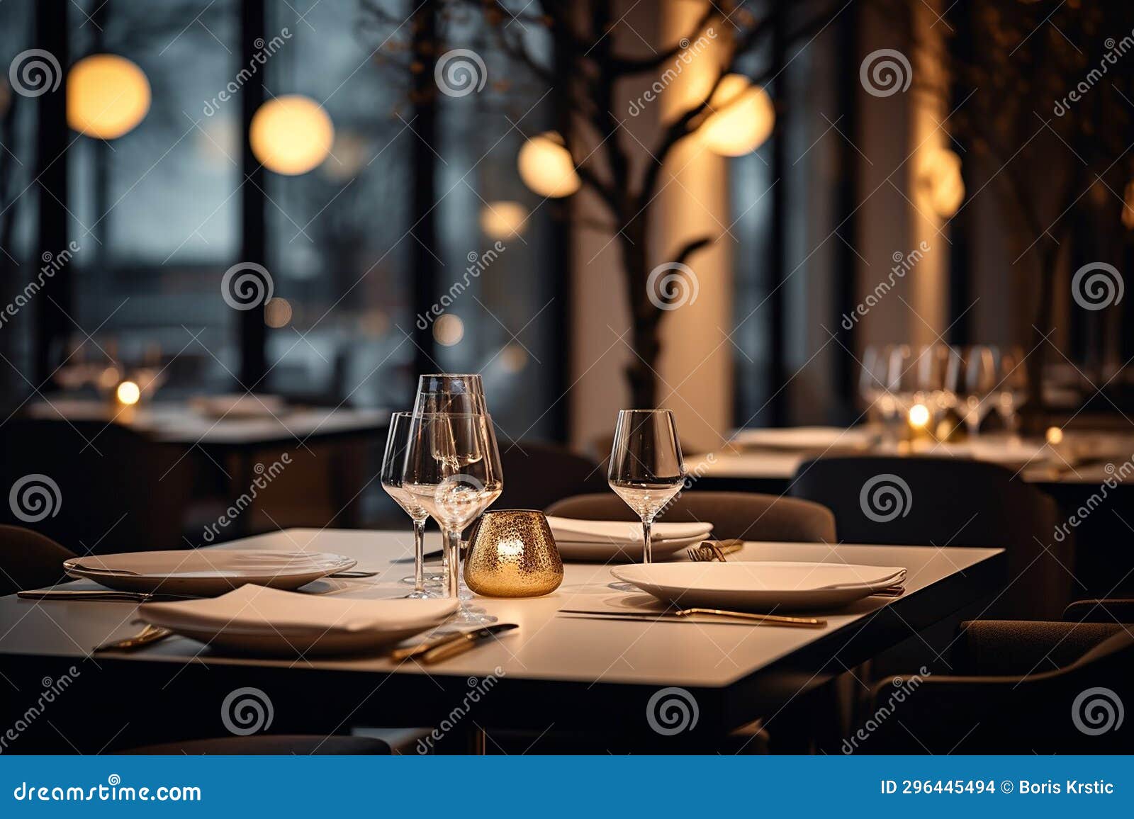 Elegant Minimalist Table Setting in Upscale Restaurant Stock Photo ...