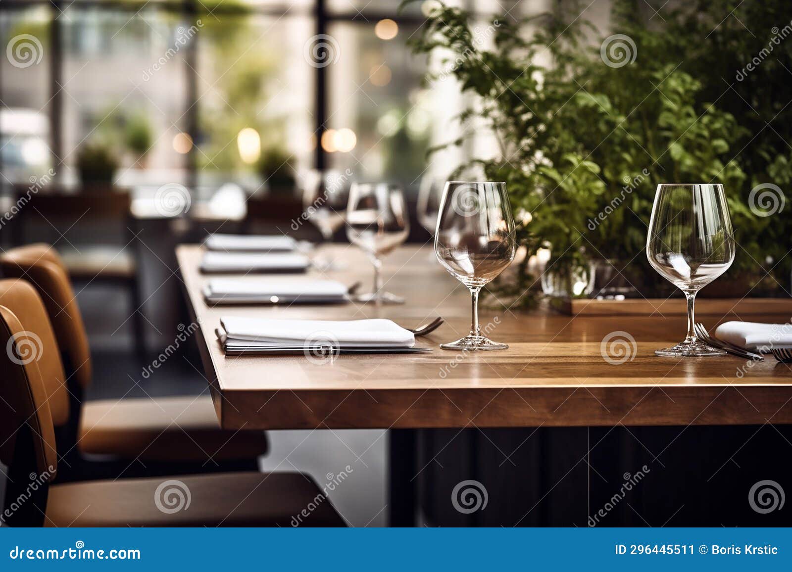 Elegant Minimalist Table Setting in Upscale Restaurant Stock Image ...