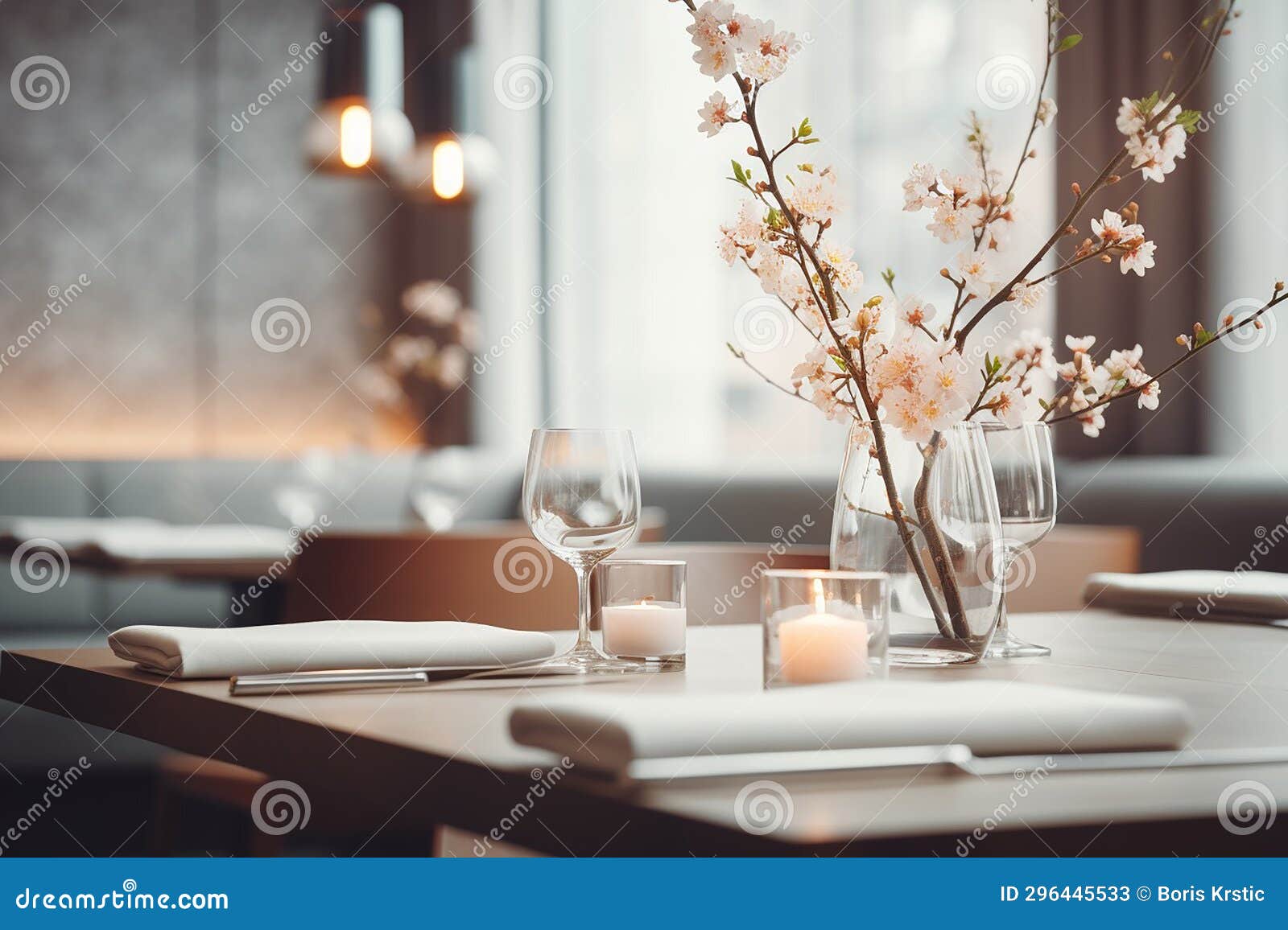 Elegant Minimalist Table Setting in Upscale Restaurant Stock Image ...