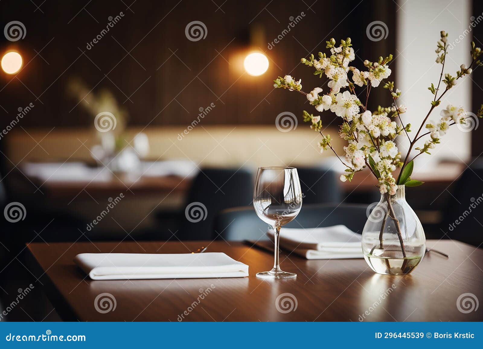 Elegant Minimalist Table Setting in Upscale Restaurant Stock Image ...