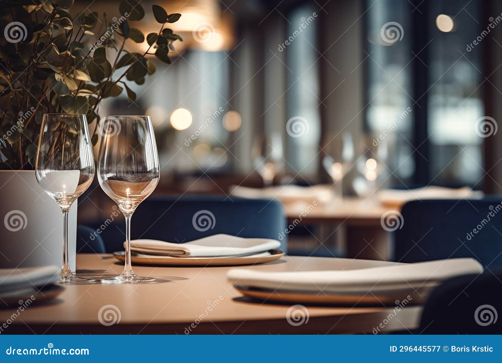 Elegant Minimalist Table Setting in Upscale Restaurant Stock Image ...