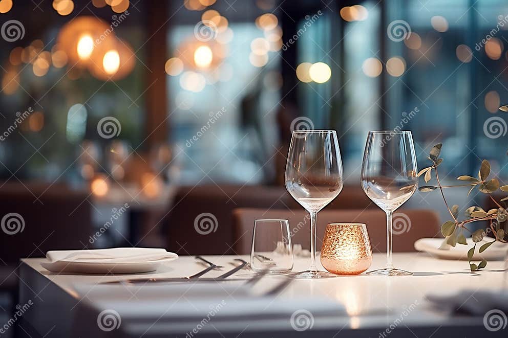 Elegant Minimalist Table Setting in Upscale Restaurant Stock Image ...