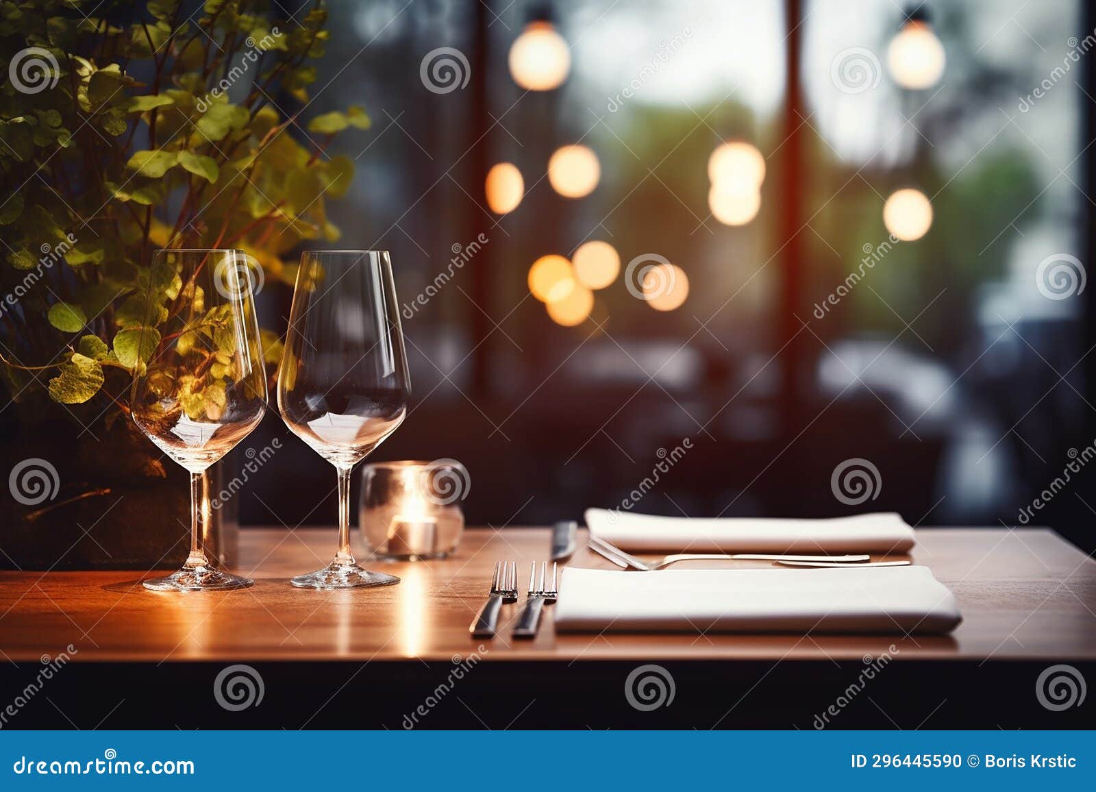 Elegant Minimalist Table Setting in Upscale Restaurant Stock Photo ...