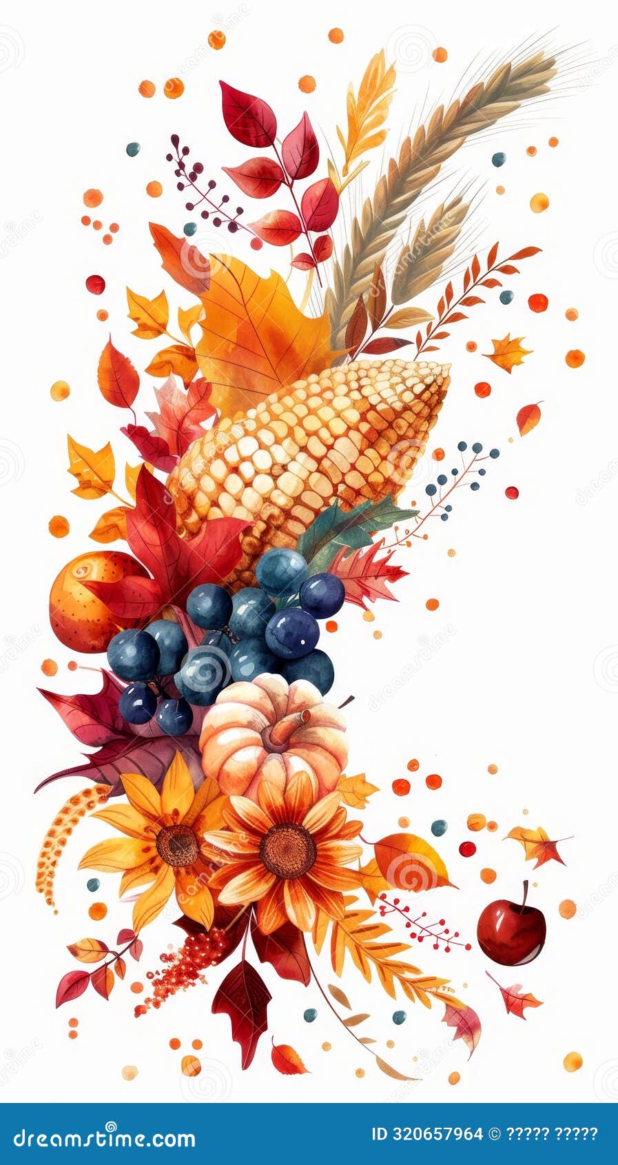 Elegant and Minimalistic Cornucopia Illustration on White Background ...