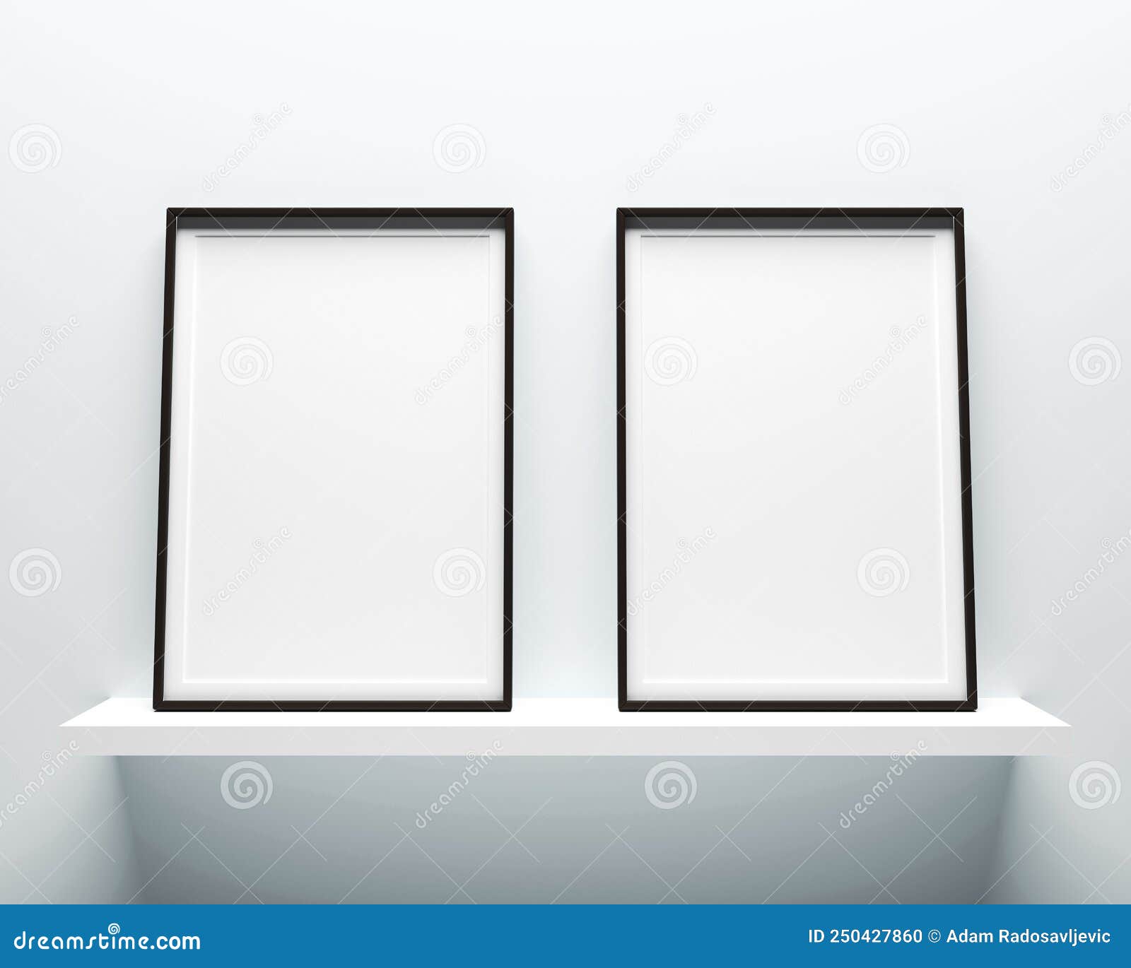Elegant and Minimalistic Picture Frame Standing on Blue Wall Stock ...