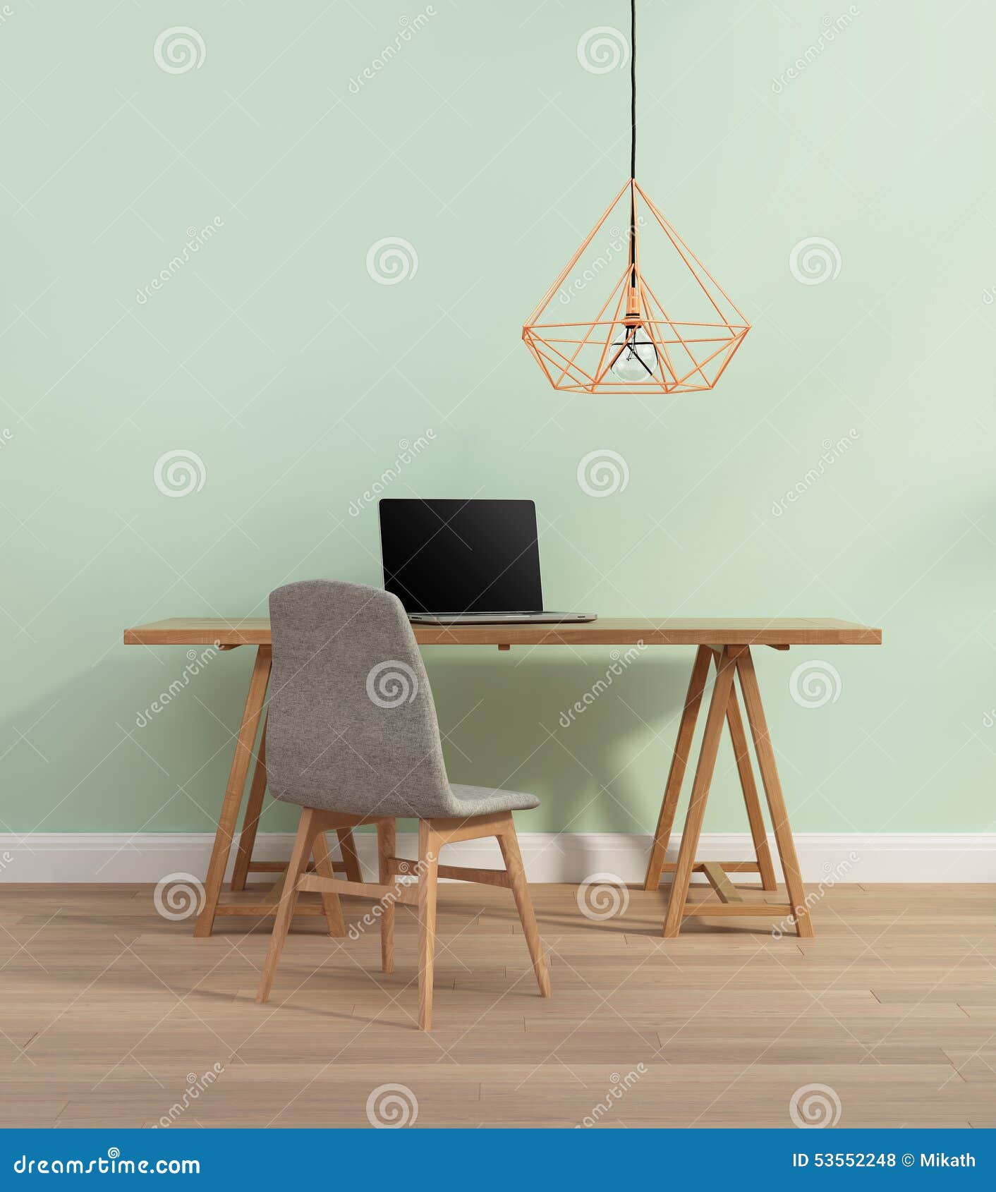 Elegant Mint Color Office with Chair Stock Photo - Image of home ...