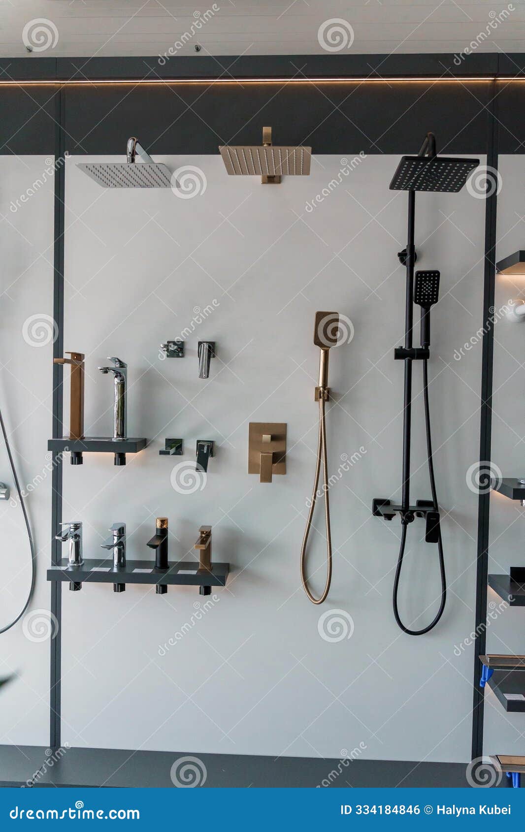 Elegant and Modern Bathroom Shower Fixtures on Display Stock Photo ...
