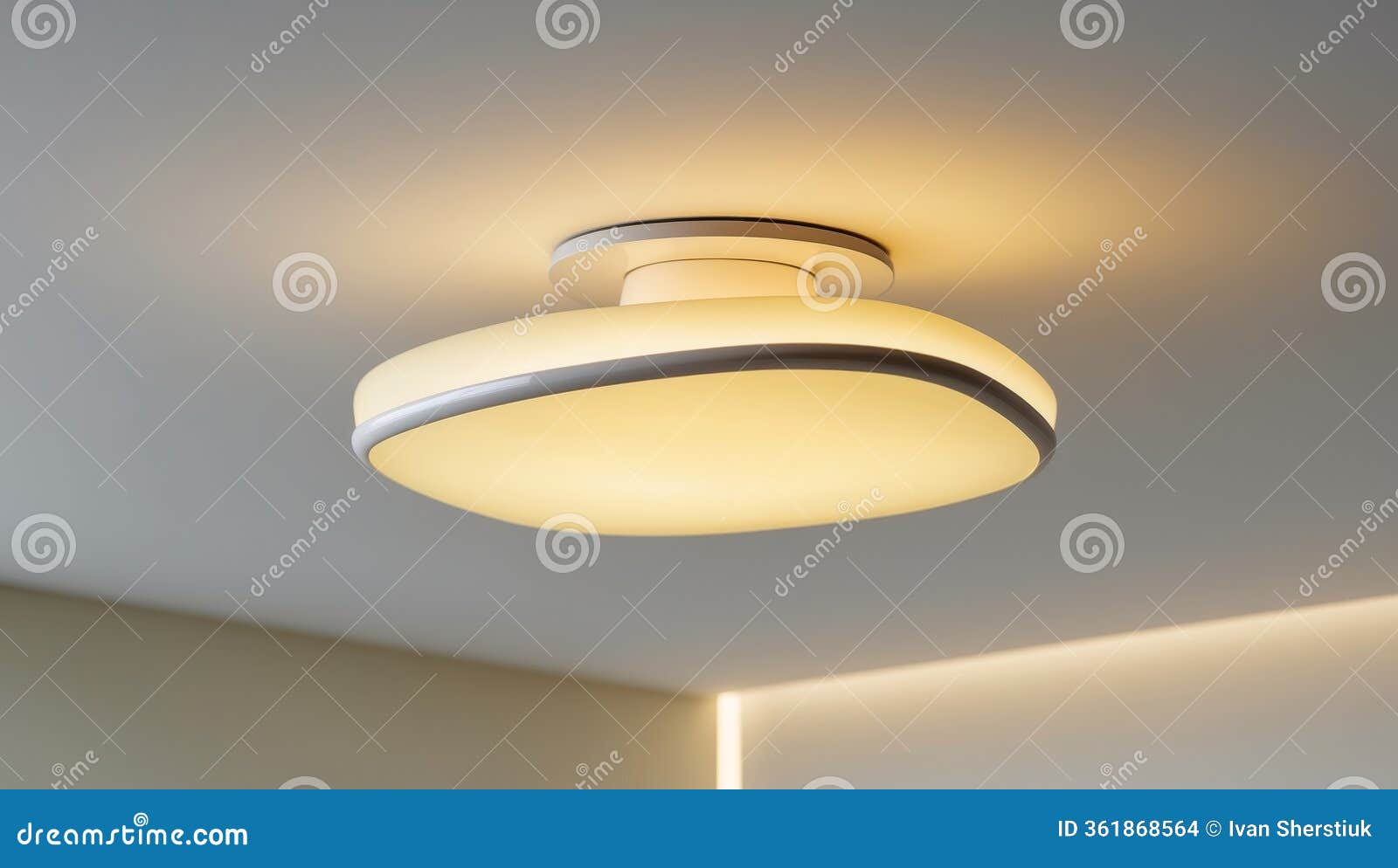 Elegant Modern Ceiling Light with Warm Yellow Glow Overhead Design ...