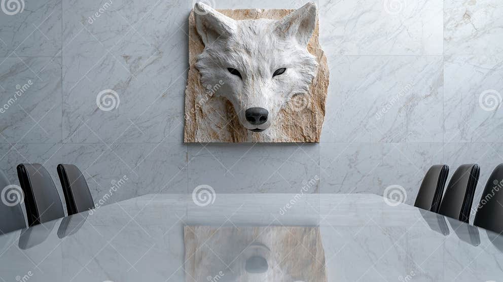 Elegant Modern Dining Room with Wolf Wall Art Stock Illustration ...