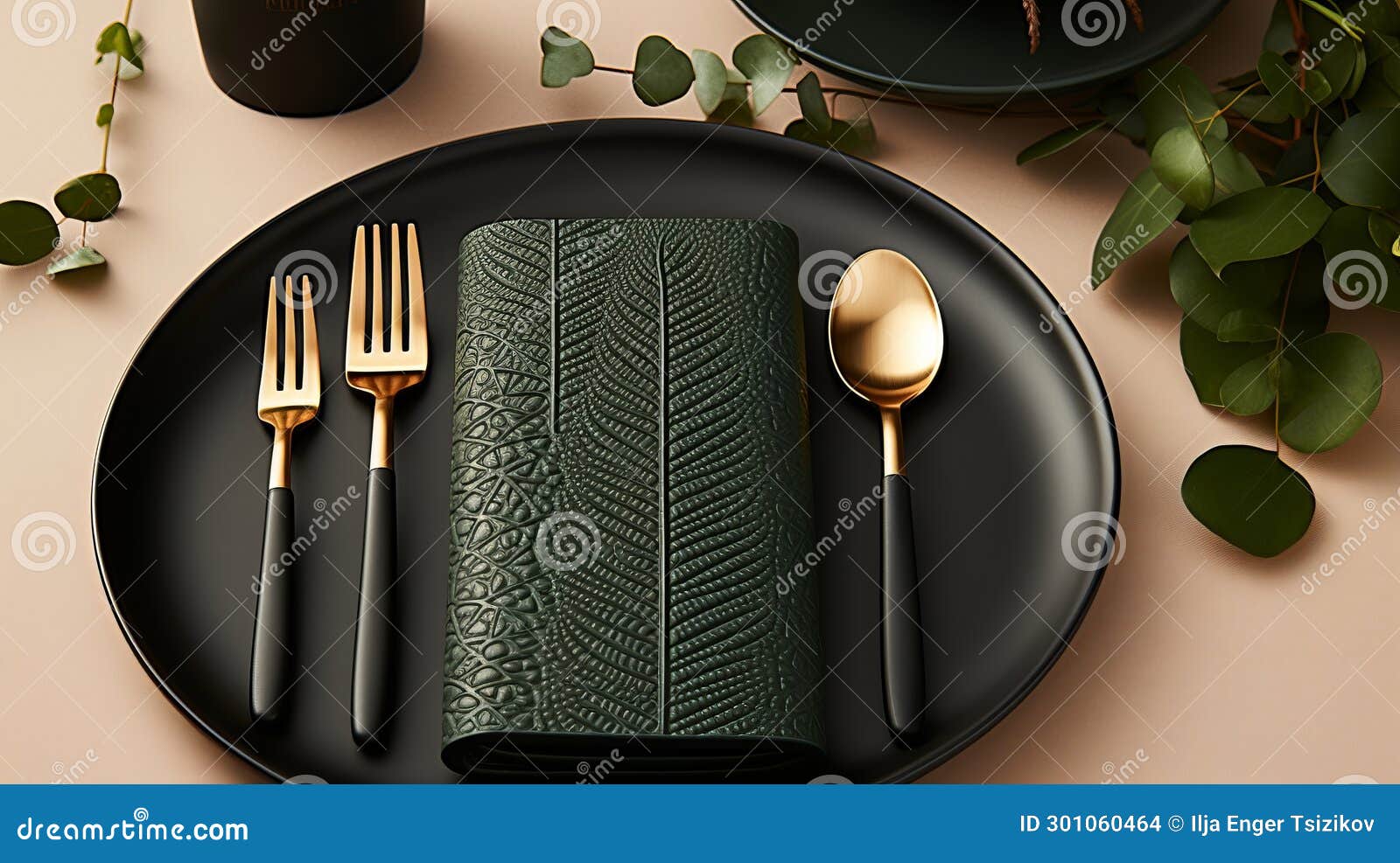 Elegant Modern Dining Utensils on Table, Captured from Top Down ...
