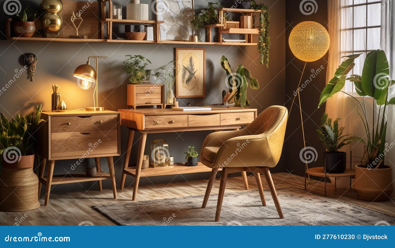 Elegant Modern Living Room with Nature Inspired Decor Generated by AI ...