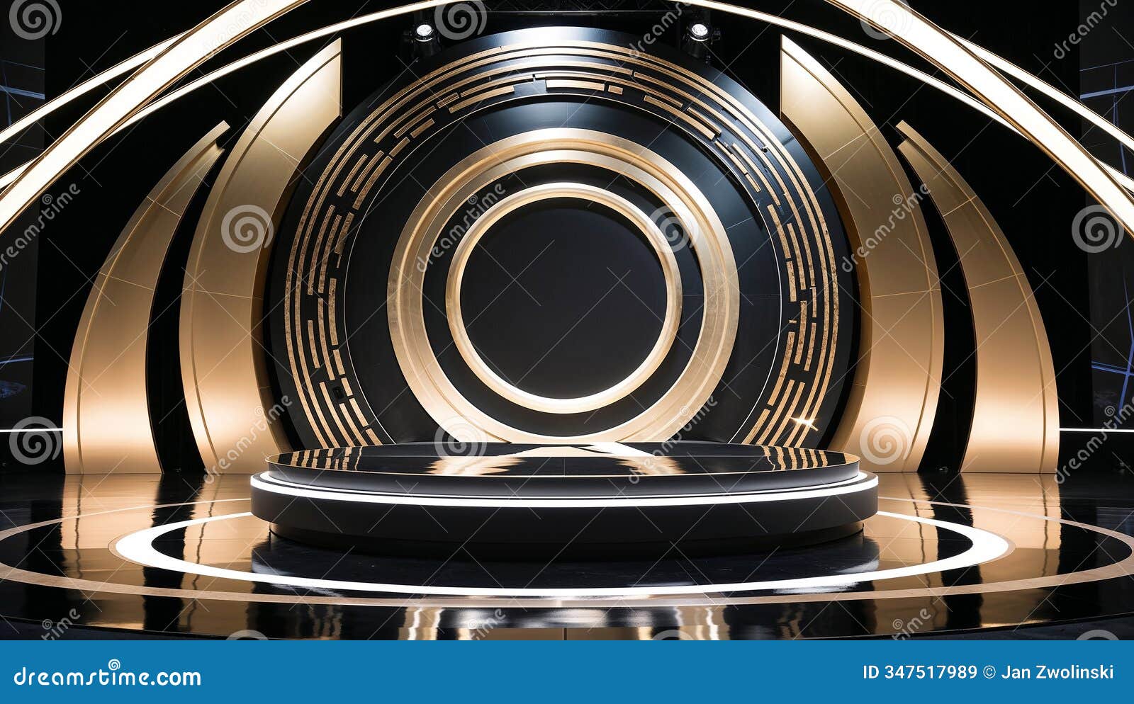 Elegant Modern Stage Design with Circular Elements Stock Illustration ...