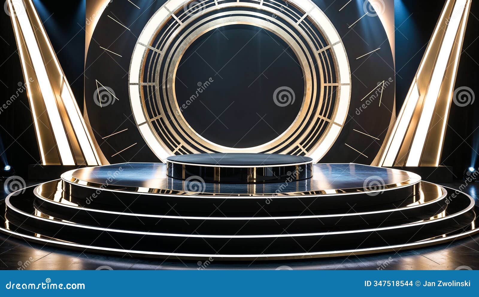 Elegant Modern Stage Design with Circular Elements Stock Illustration ...