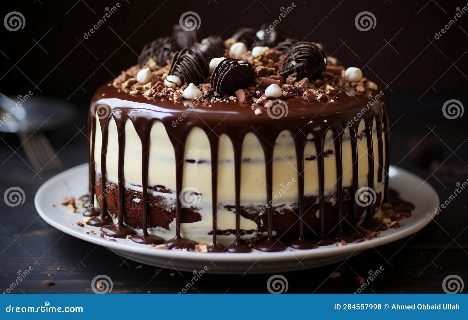 Elegant Monochrome Delight, High-Resolution Chocolate Cake, Generative ...