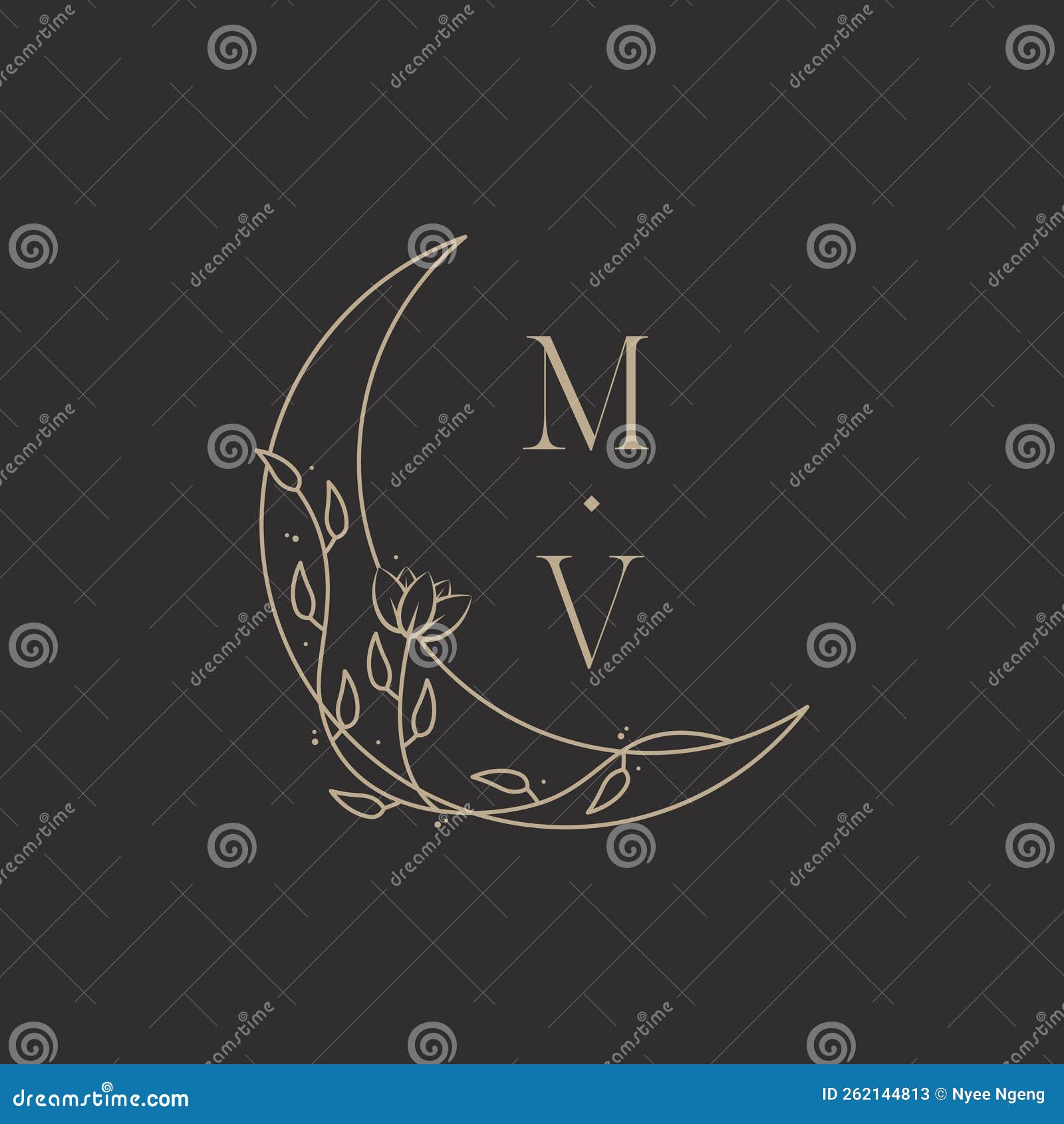 Elegant Moon Floral Frame Logo Template Design Stock Vector ...