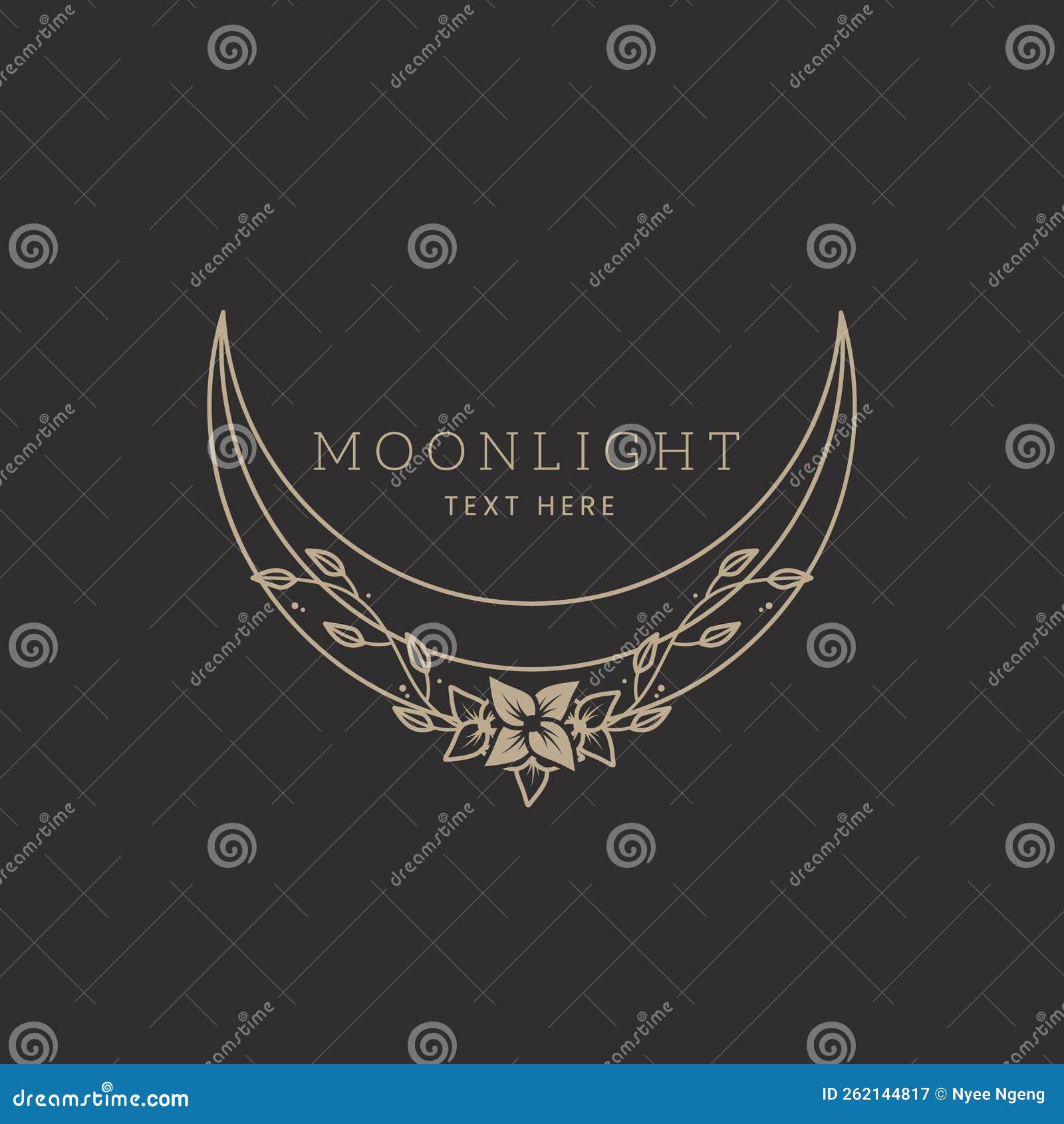 Elegant Moon Floral Frame Logo Template Design Stock Vector ...