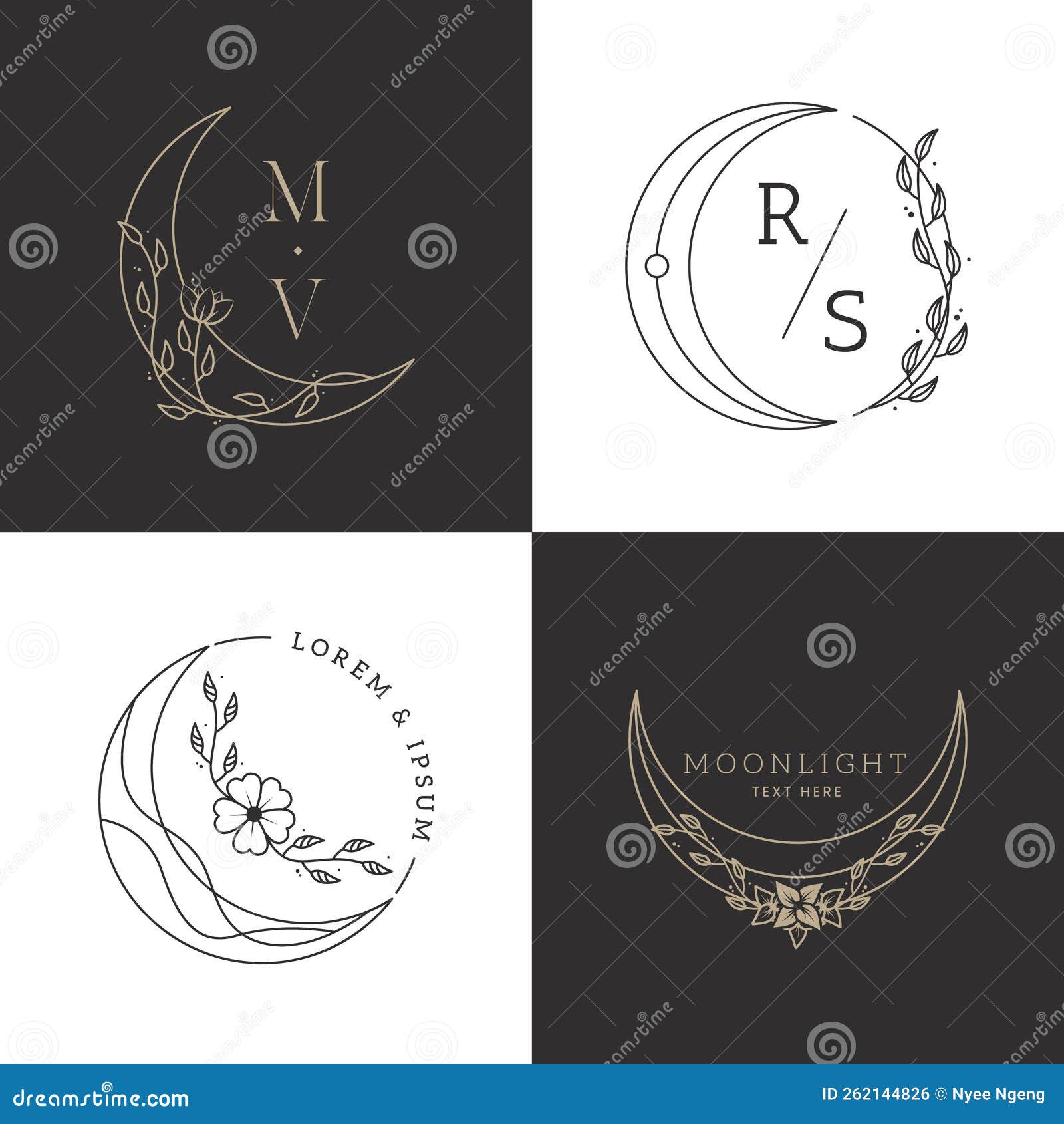 Elegant Moon Floral Frame Logo Template Design Stock Vector ...