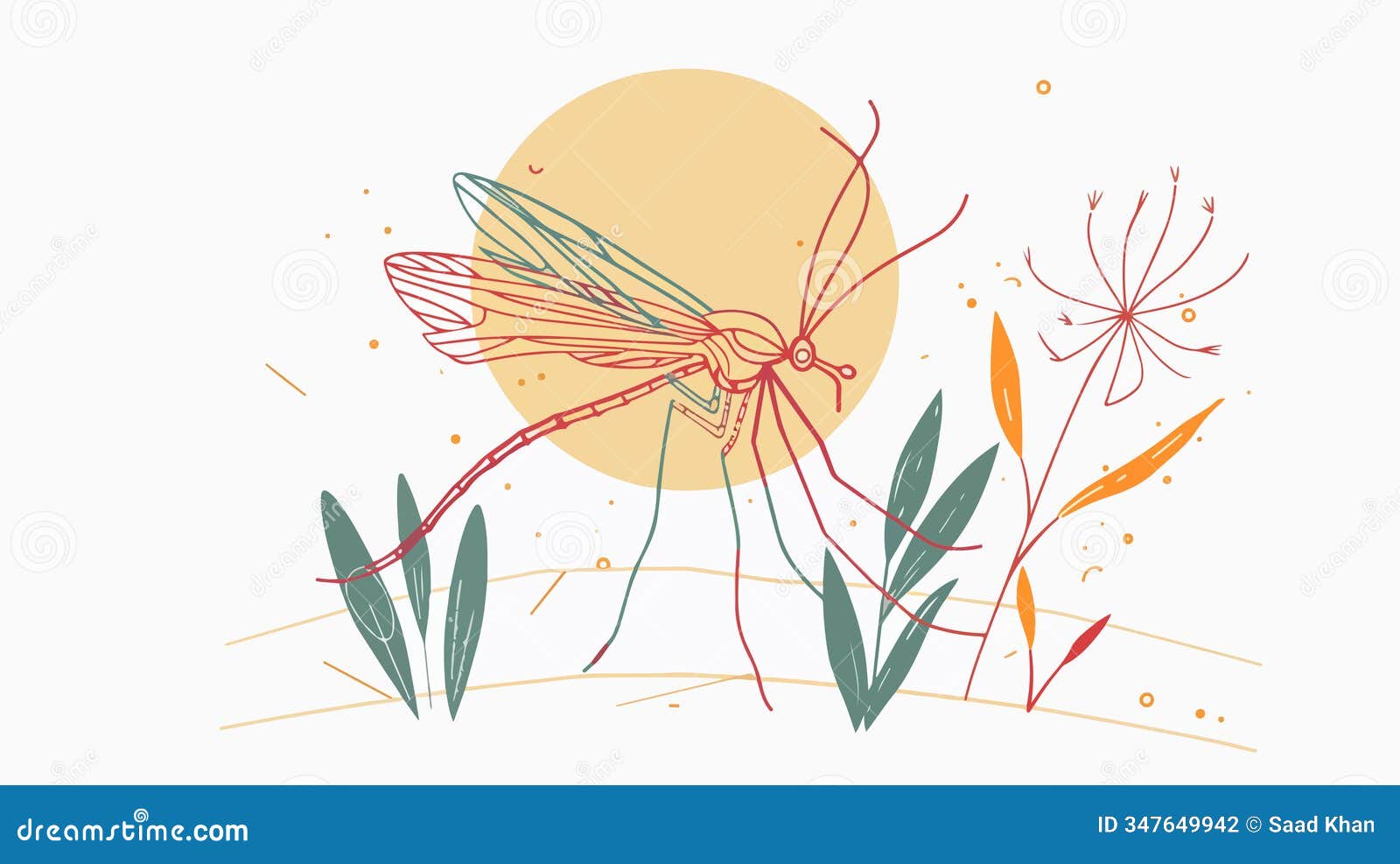 Elegant Mosquito Continuous Line Art Vector Illustration Stock ...