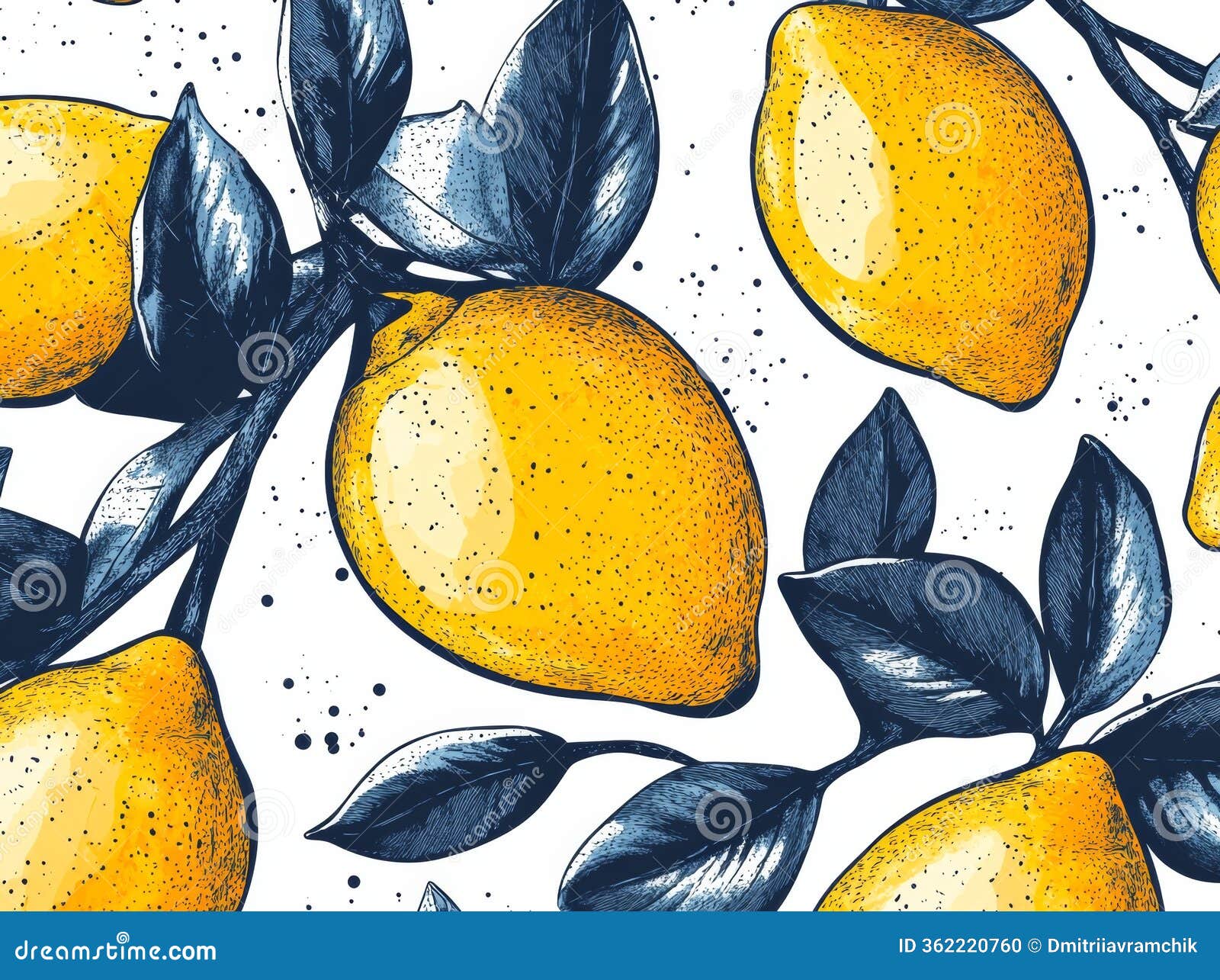 An Elegant One-line Drawing of a Lemon Pattern Featuring Minimal Citrus ...