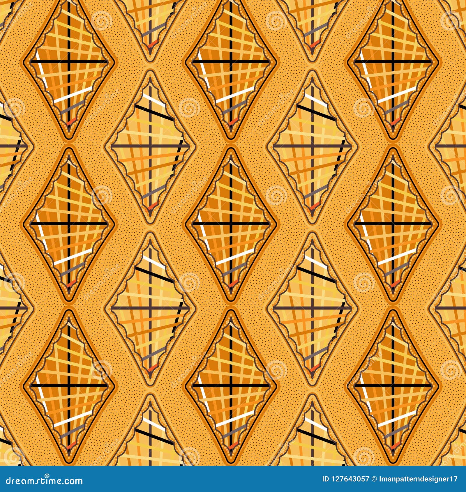 Elegant Orange Diamonds in a Seamless Pattern with Diagonal Stripes ...