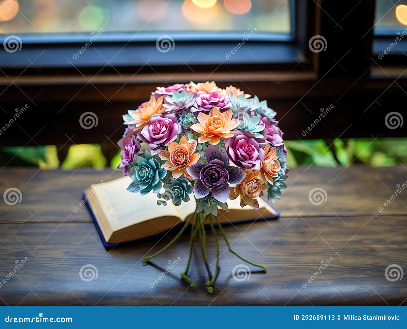 Elegant Paper Flower Bouquet on the Table Stock Illustration ...