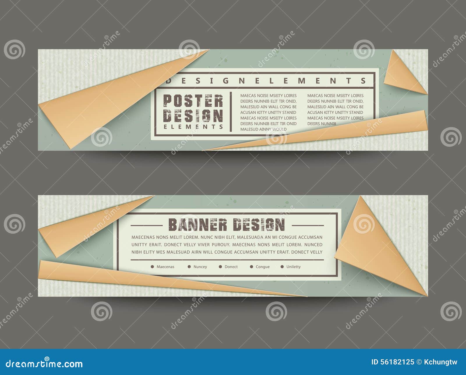 Elegant Paper Folded Style Banners Set Stock Vector - Illustration of ...
