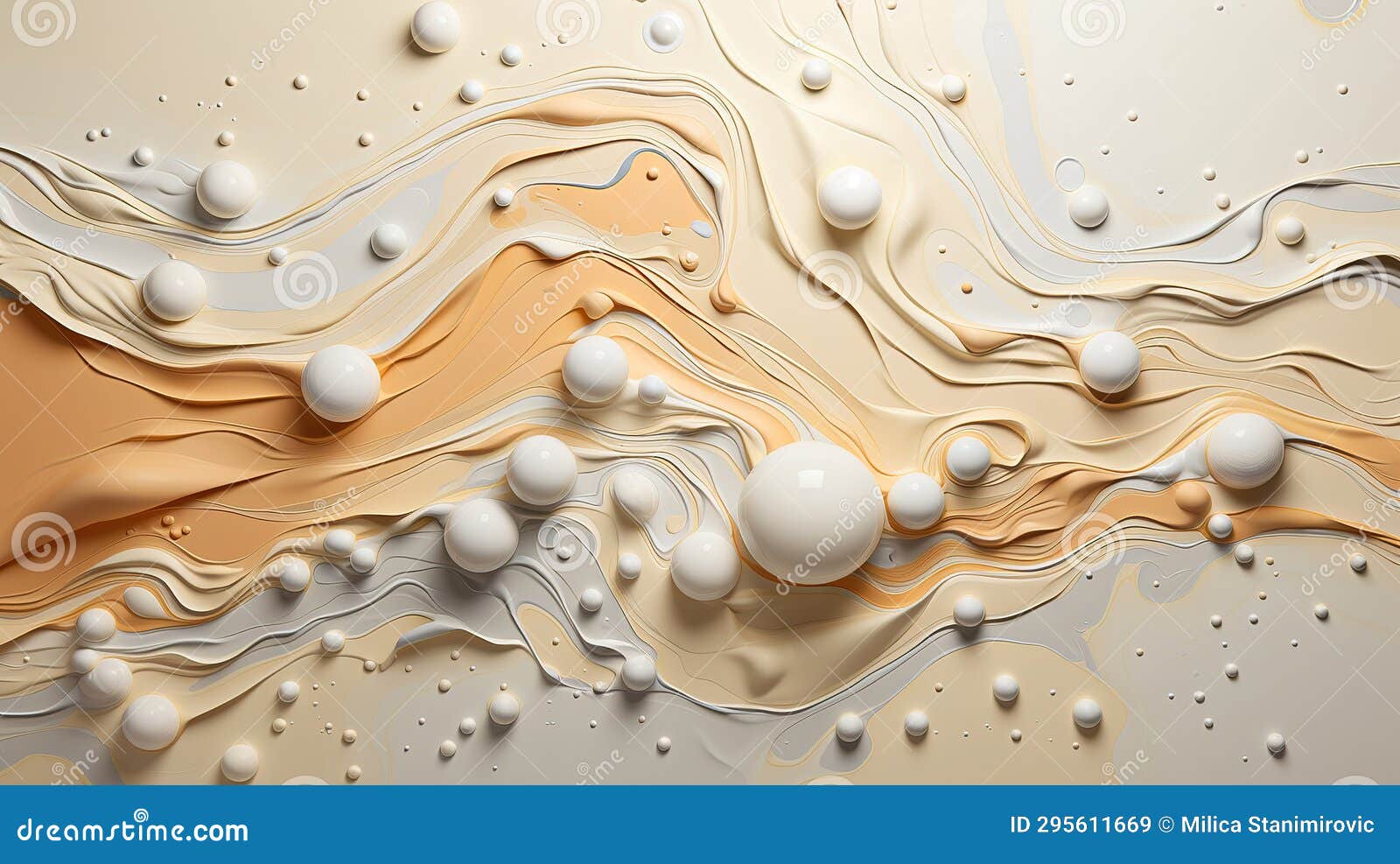 Elegant Pastel Beige Background with Artistic White Circles and ...