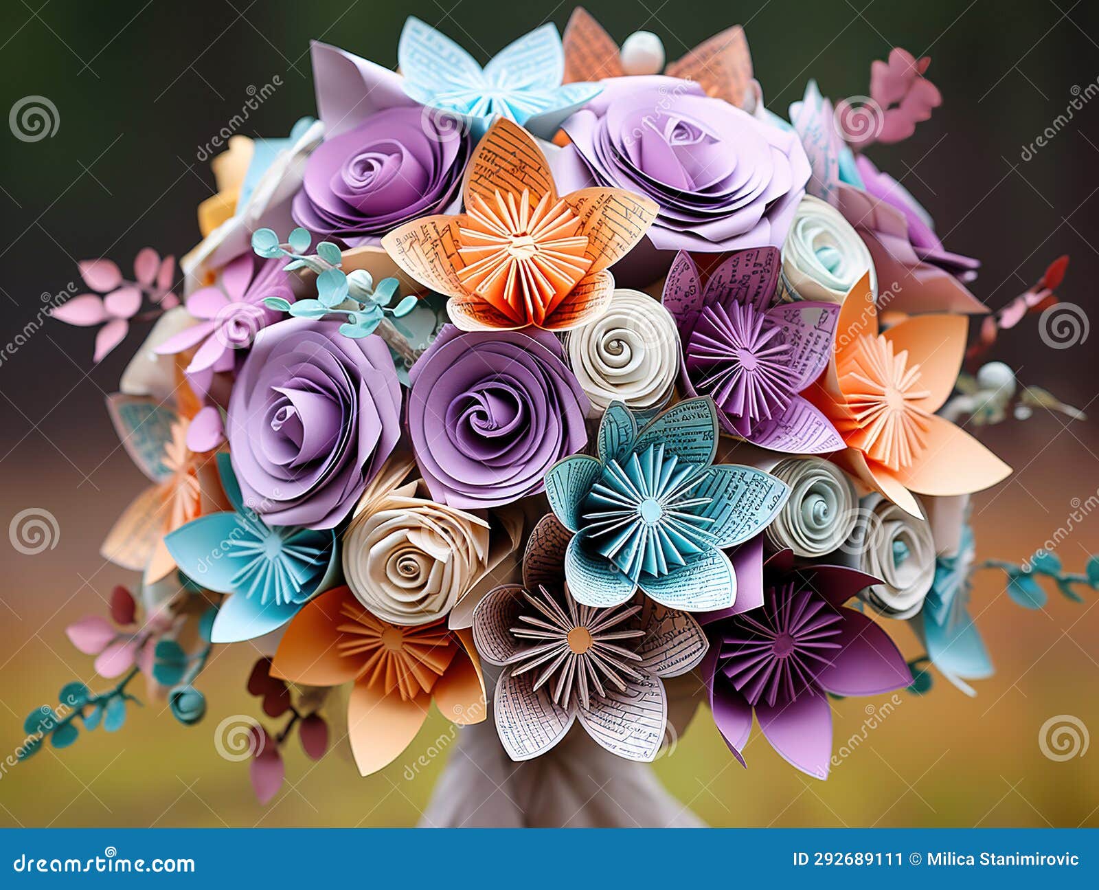 Elegant Pastel Colored Paper Flower Bouquet Stock Illustration ...