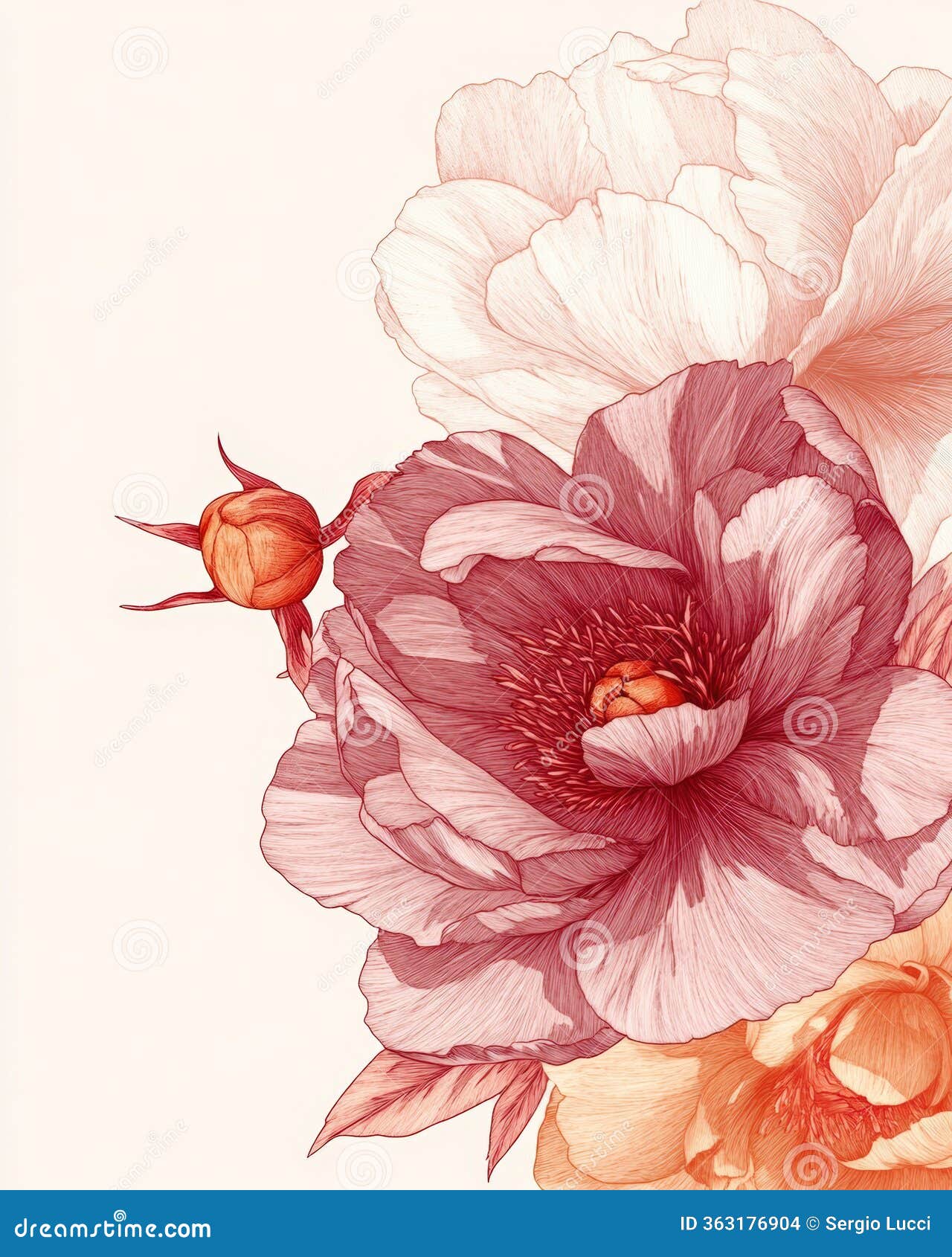 Elegant Peony Line Drawing for Fine Art and Design Projects Stock Photo - Image of outline ...