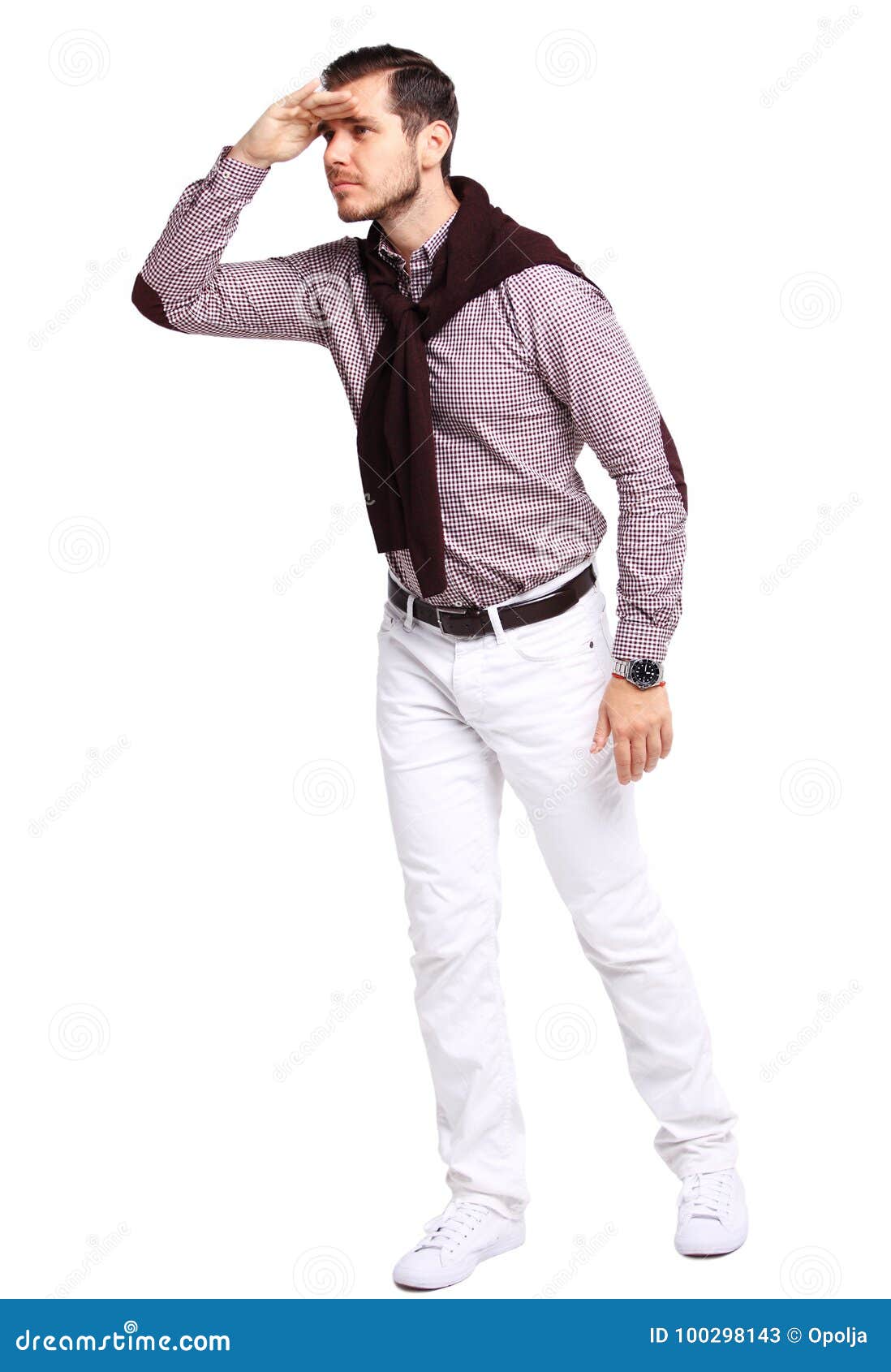 Elegant People Looking for Something on White Stock Image - Image of ...