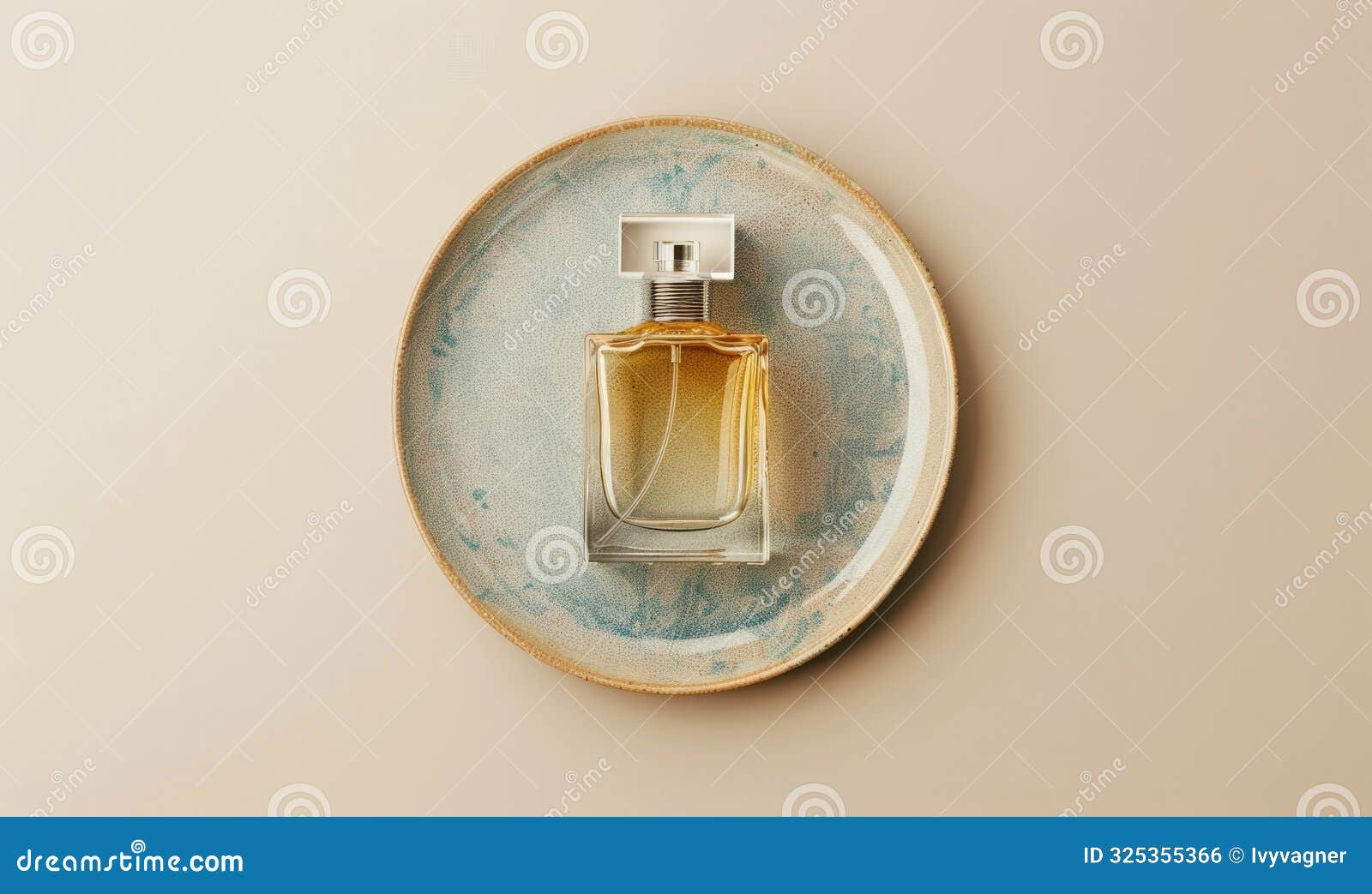 Elegant Perfume Bottle on a Ceramic Plate Stock Photo - Image of glass ...