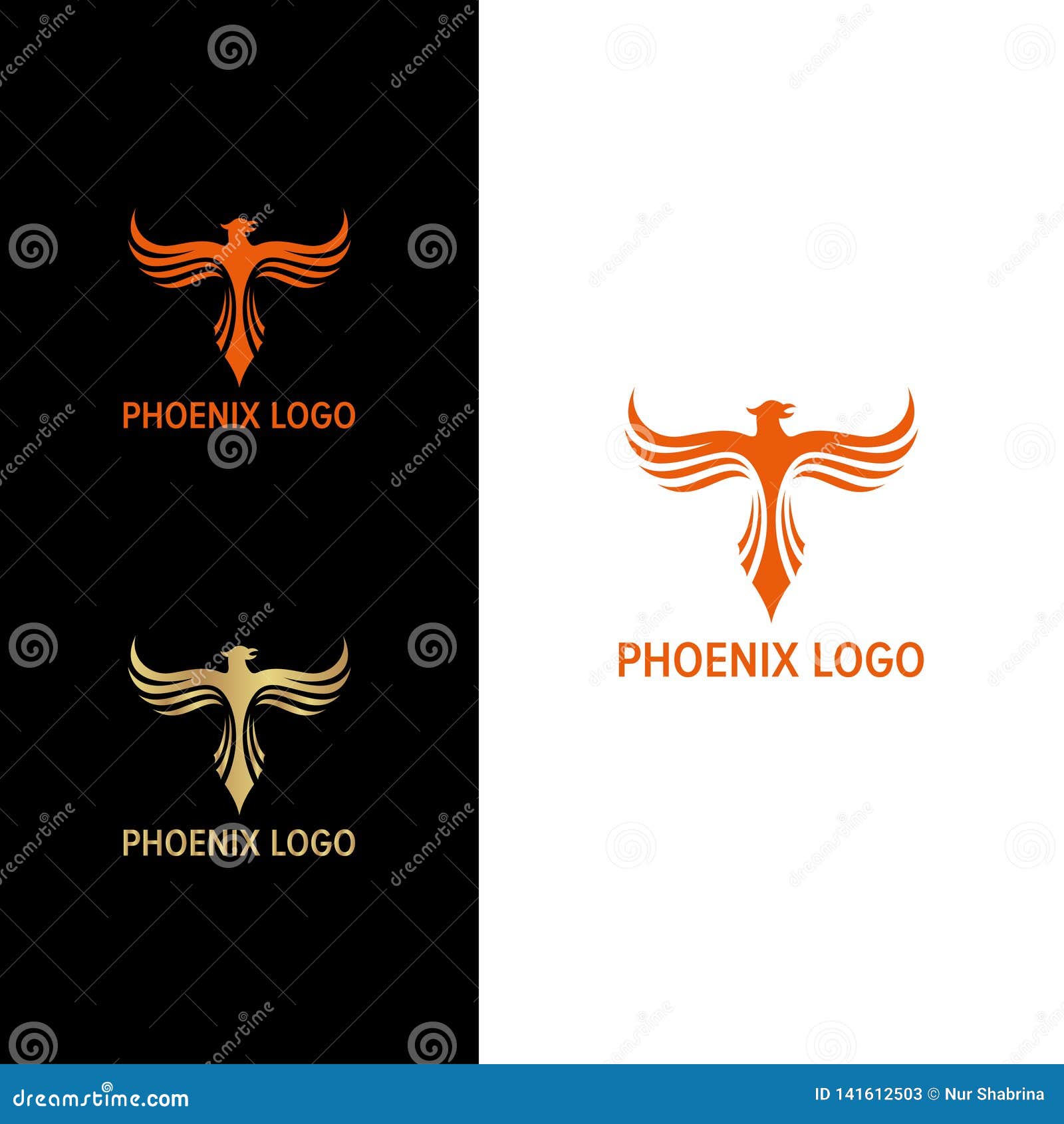 Elegant Phoenix Fly Up with Line Wing Logo Stock Vector - Illustration ...