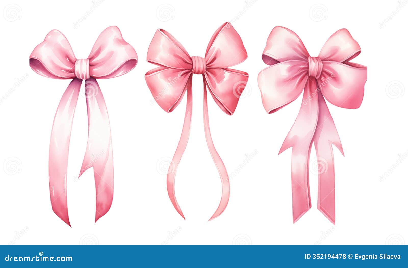 Elegant Pink Bows Collection with Flowing Ribbons Stock Illustration ...